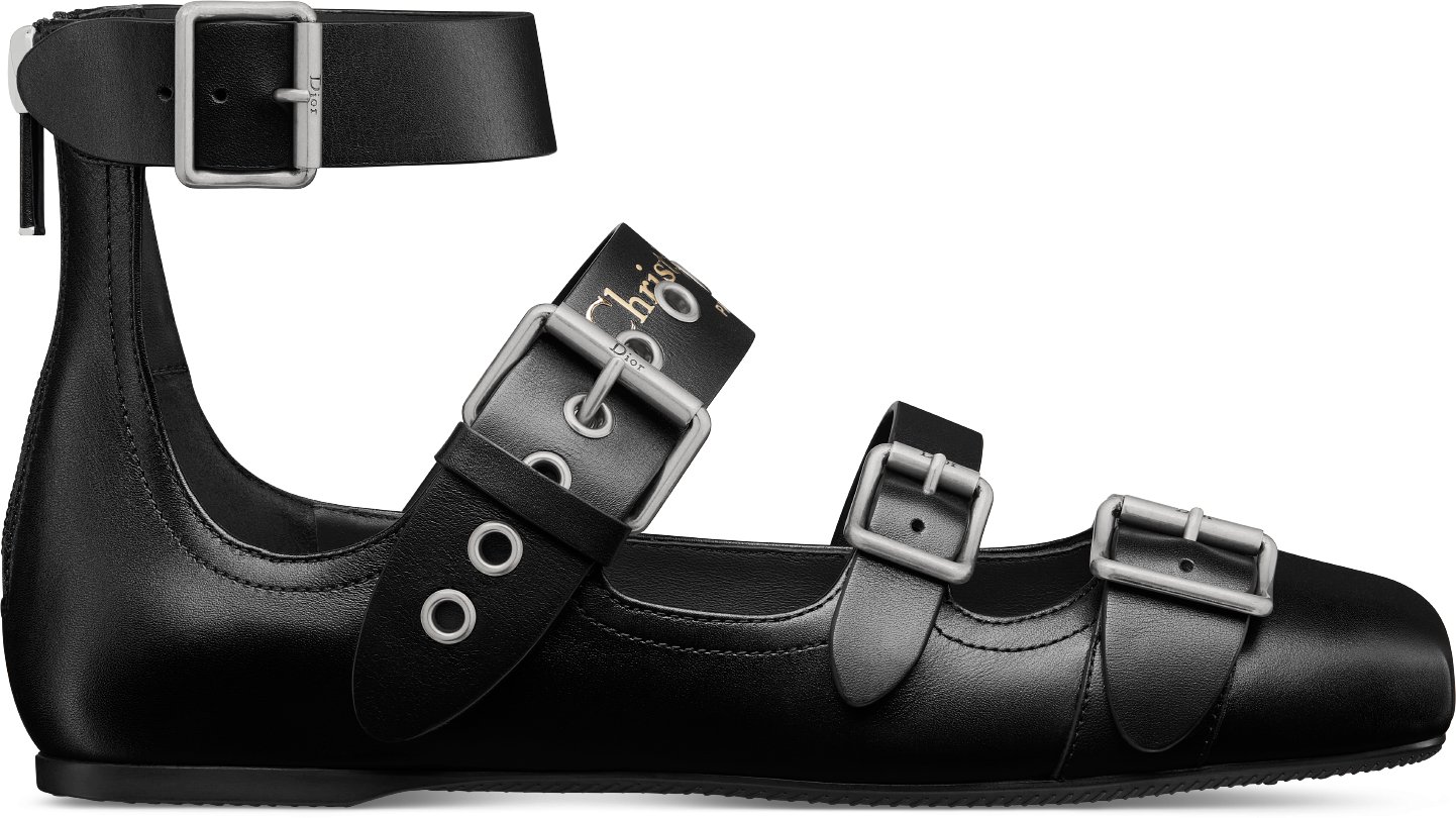 Dior Punk Ballet Flat Black Supple Calfskin | DIOR