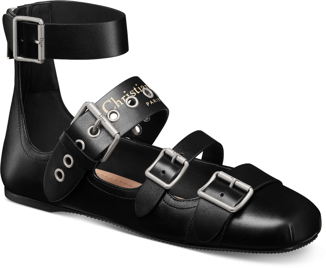 Dior Punk Ballet Flat Black Supple Calfskin | DIOR