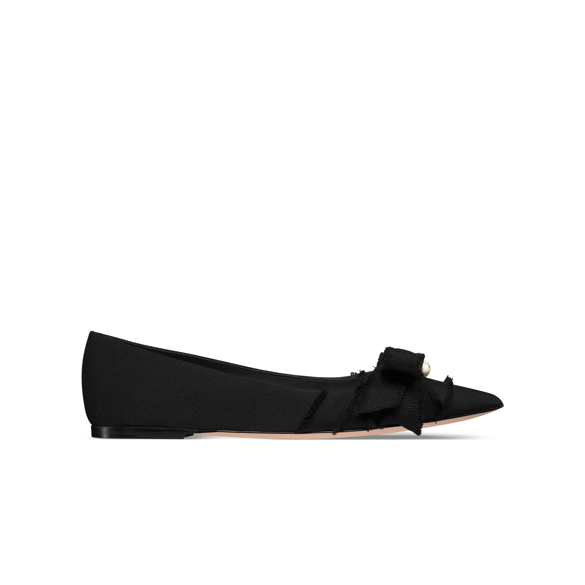 Adiorable Ballet Flat Black Fringed Grosgrain | DIOR