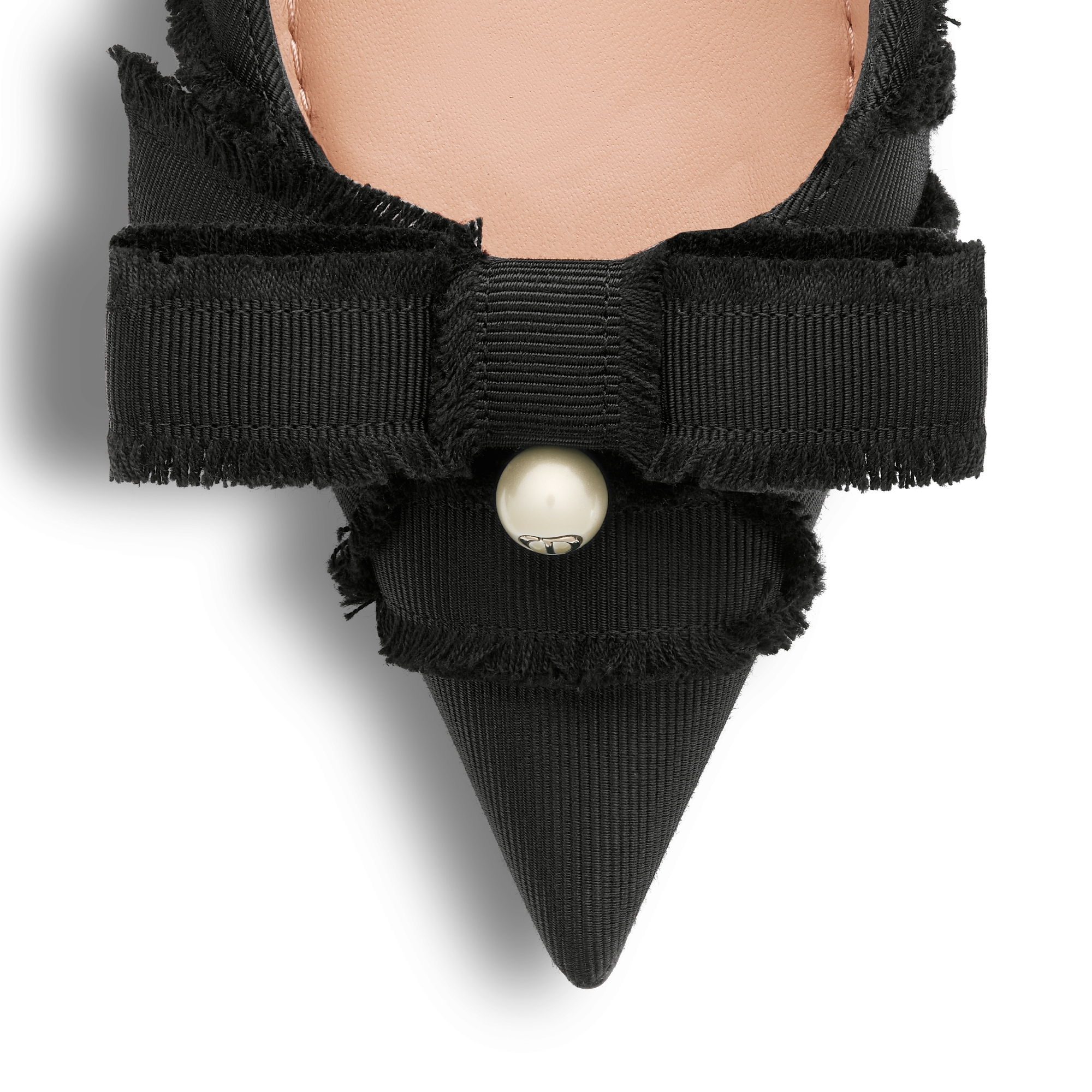 Adiorable Ballet Flat Black Fringed Grosgrain | DIOR