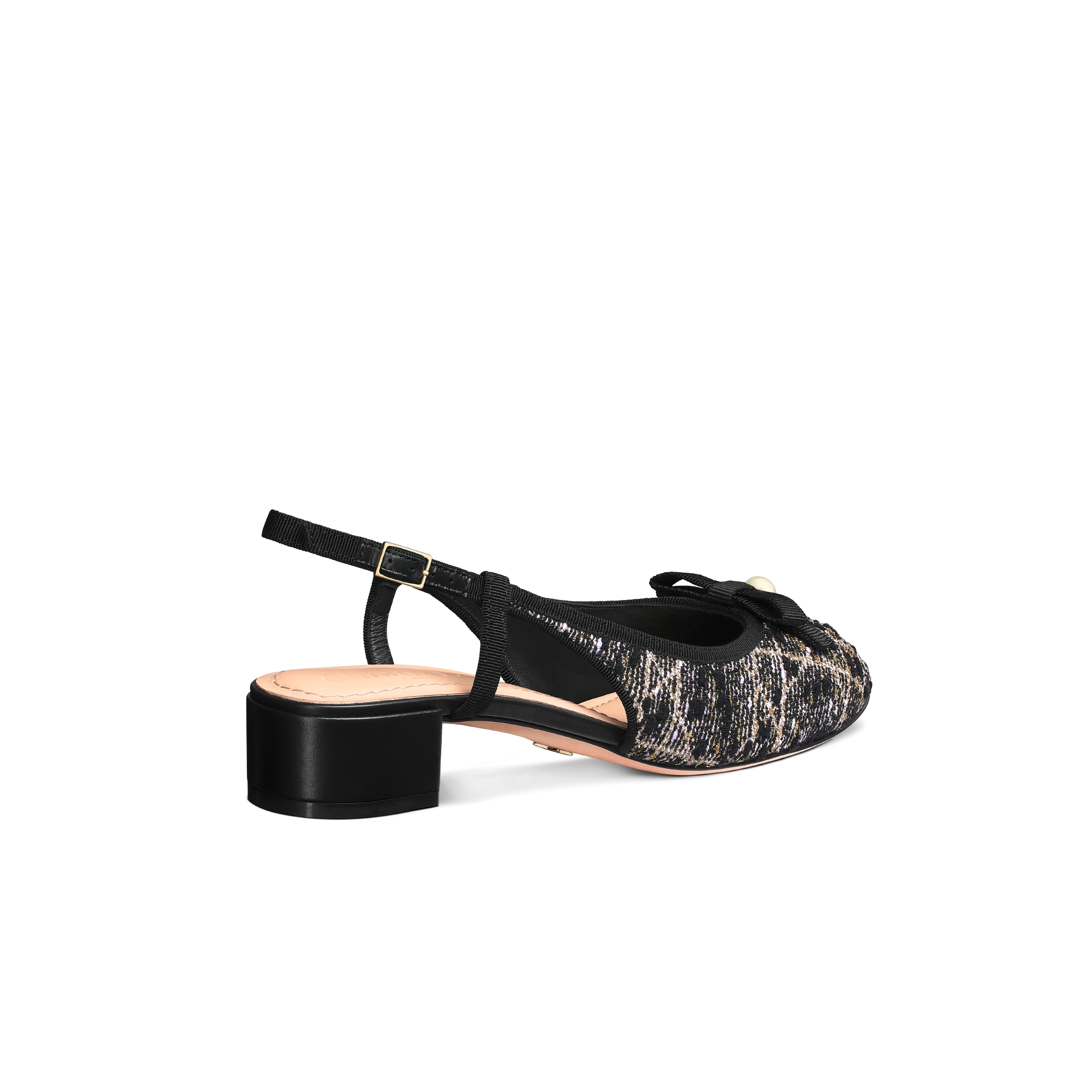 Dior Ballet Slingback-Pumps Cannage Tweed in Schwarz mit Metallfaden in ...