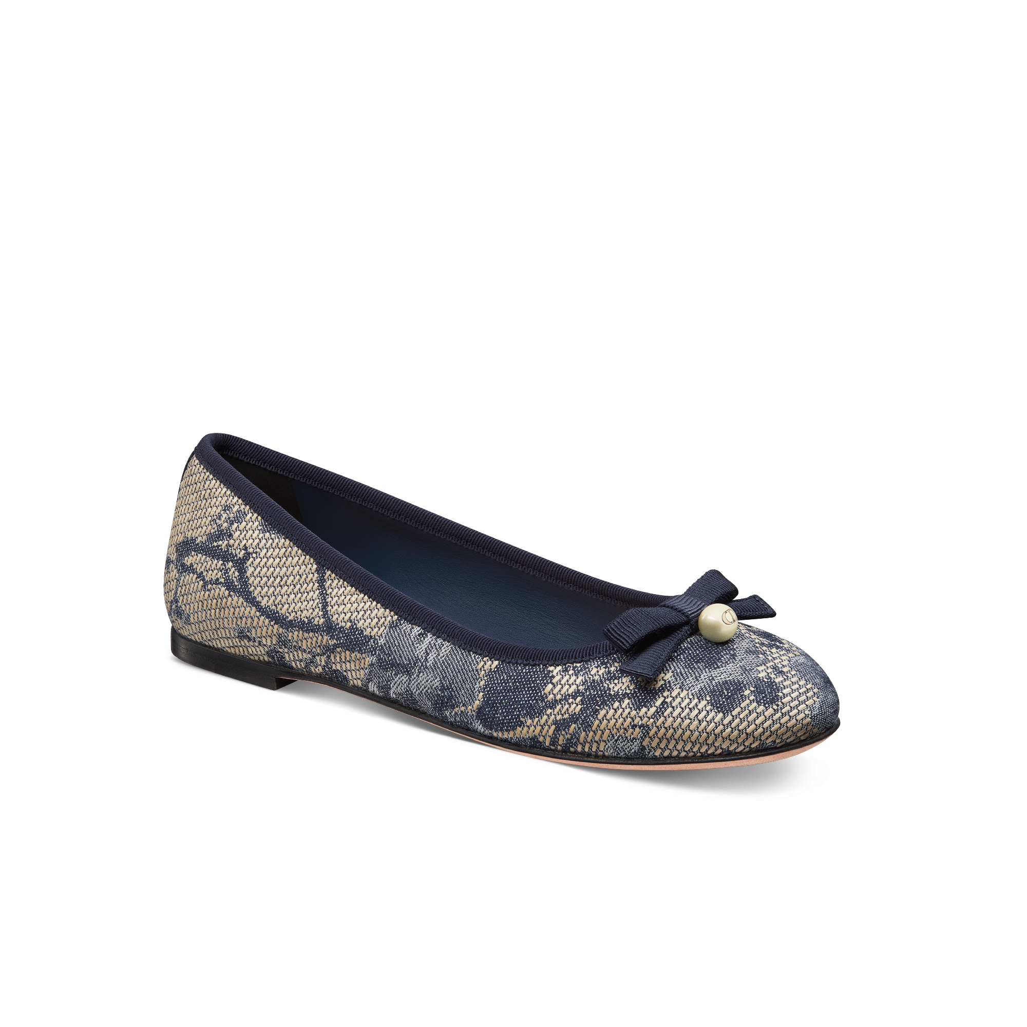 Dior Ballet Ballerina Dior Pivoine Jacquard in Denimblau und Raffiabast ...