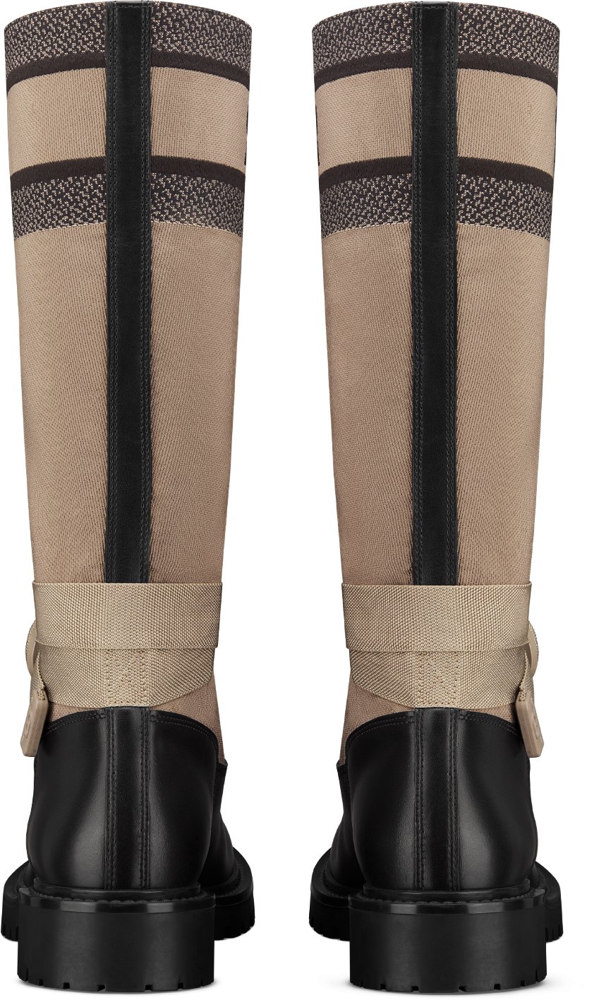 D-Major Boot Taupe and Black Technical Fabric and Black Calfskin | DIOR