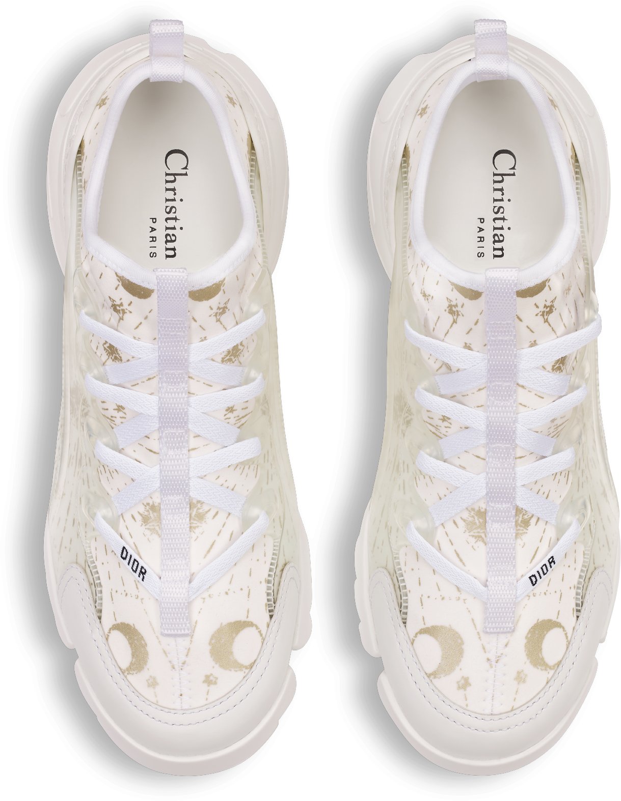 D-Connect 스니커즈 화이트 테크니컬 패브릭 & 골드 톤 Dior Astral 프린트 | DIOR