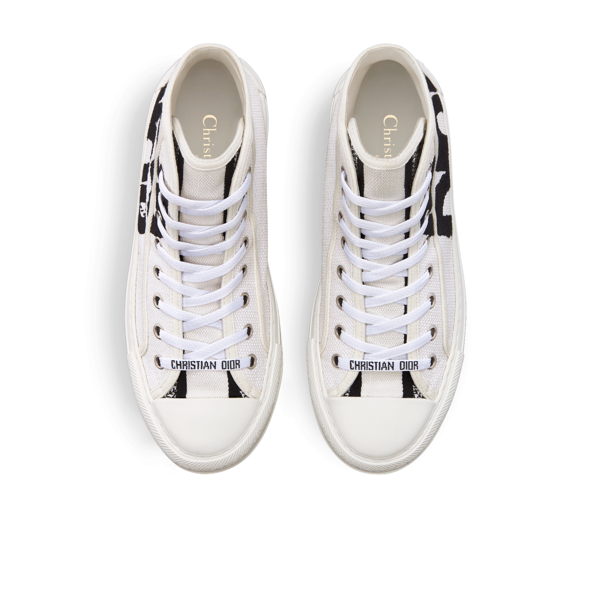 Walk'n'Dior High-Top Platform Sneaker White and Black Embroidered ...