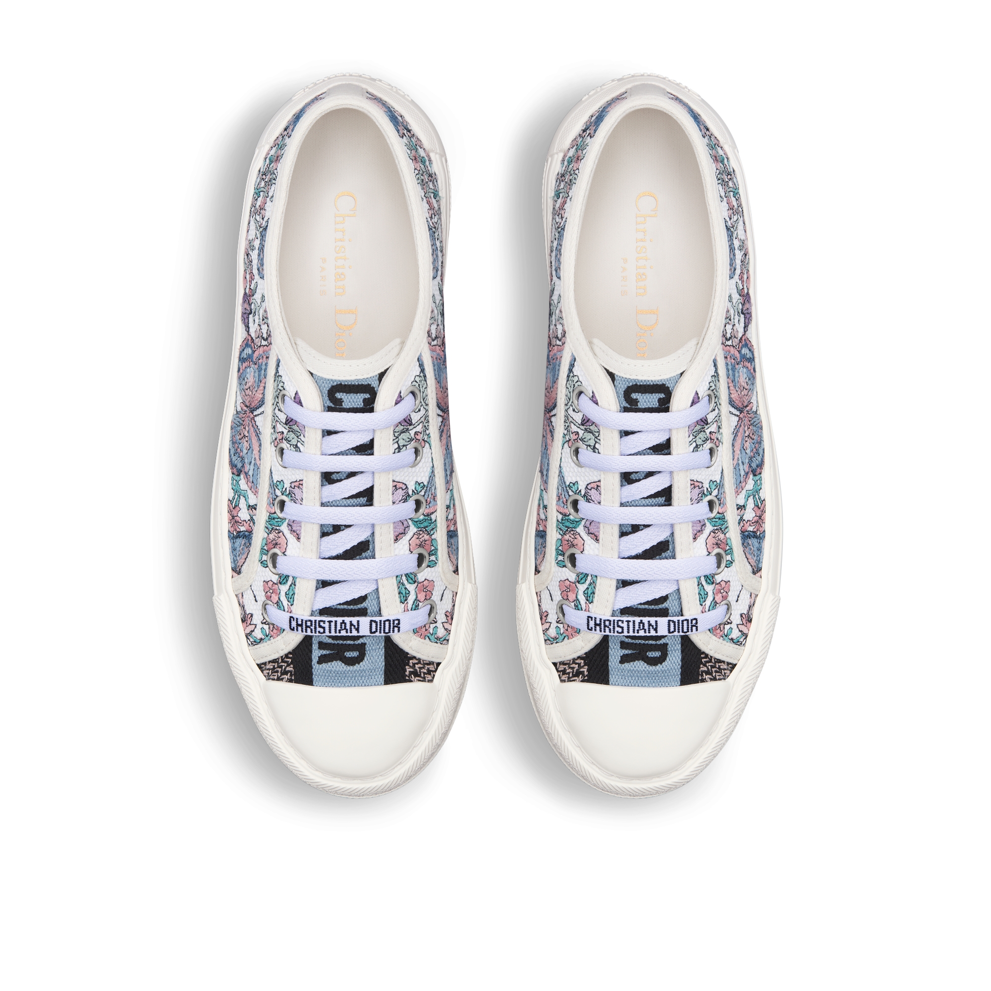 Walk'n'Dior Platform Sneaker White Multicolor Cotton Embroidered with ...