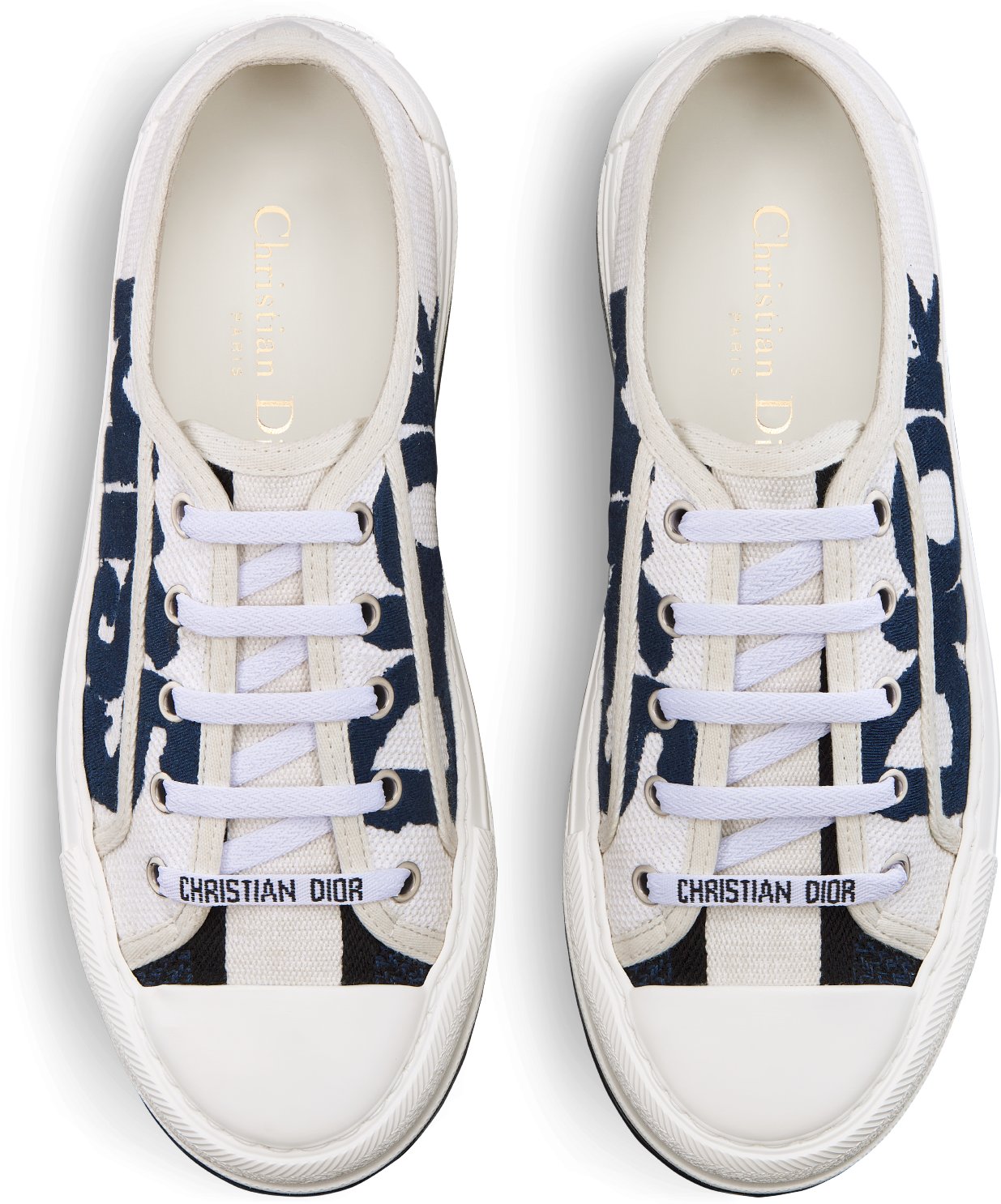 Walk'n'Dior Platform Sneaker White and Deep Blue Embroidered Cotton | DIOR