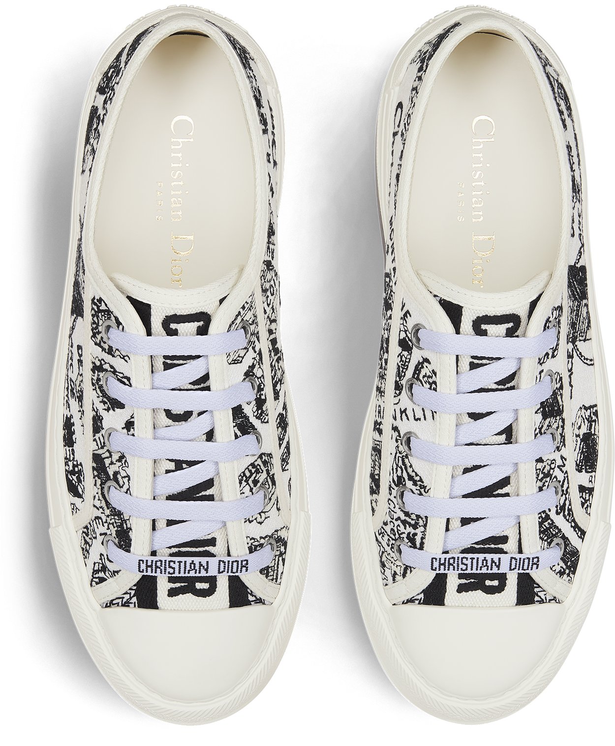 Walk'n'Dior Platform Sneaker White and Black Cotton Embroidered with ...