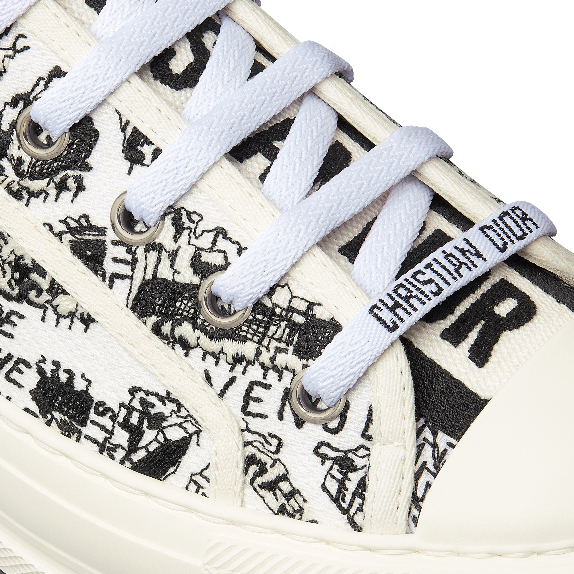 Walk'n'Dior Platform Sneaker White and Black Cotton Embroidered with ...