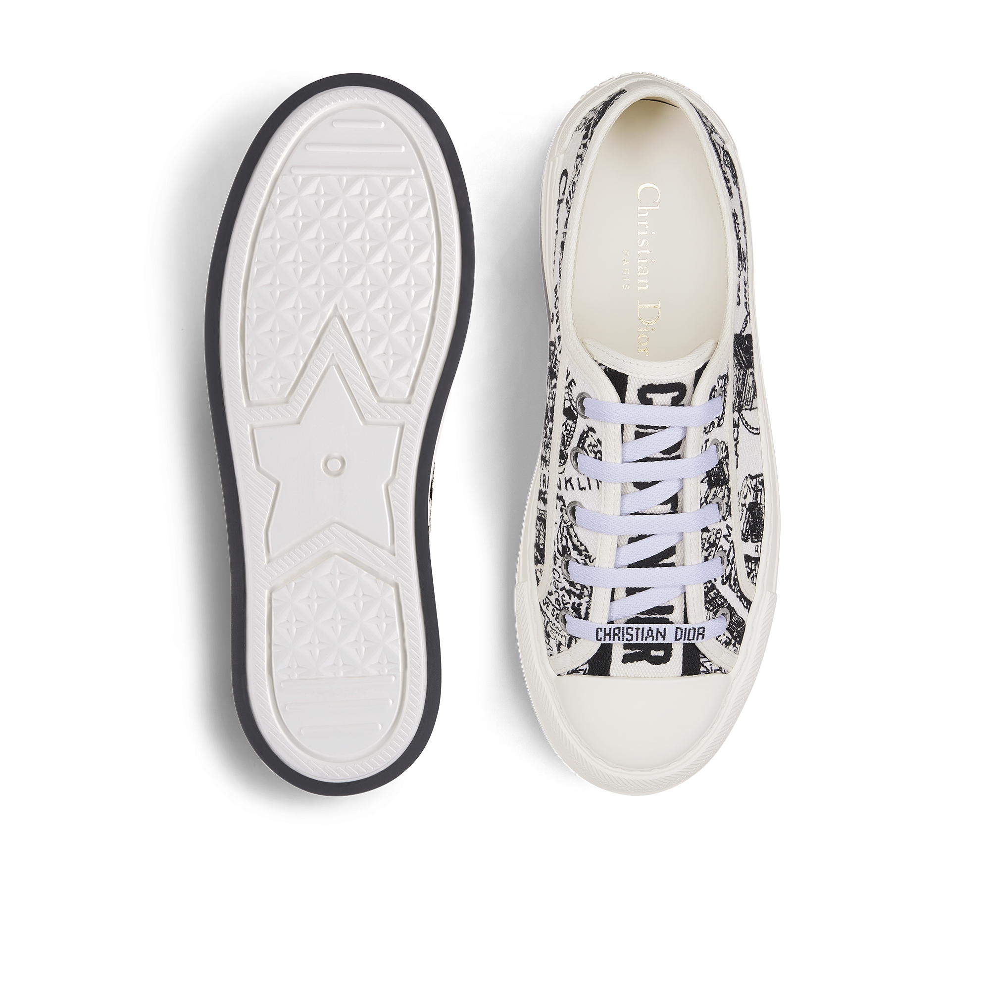 Walk'n'Dior Platform Sneaker White and Black Cotton Embroidered with ...