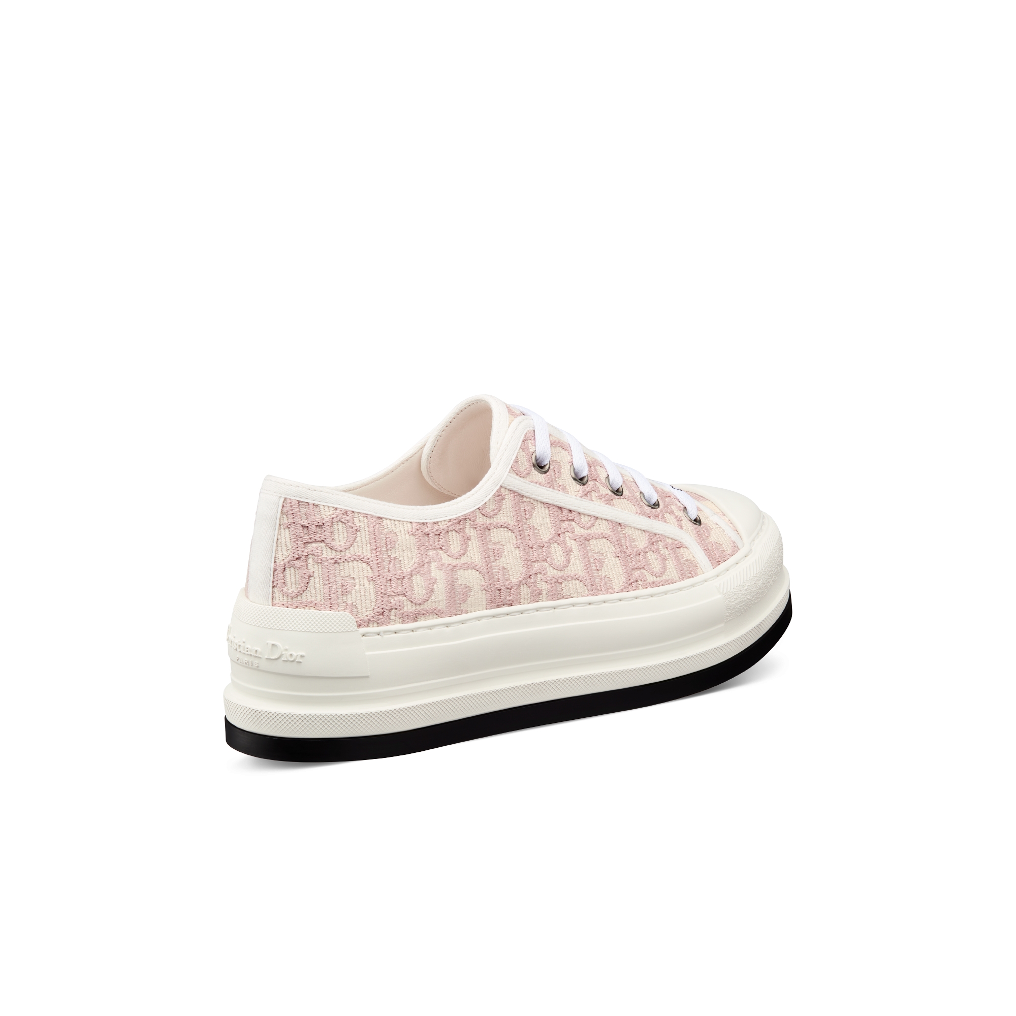 รองเท้าสนีกเกอร์แพลตฟอร์ม Walk'n'Dior ผ้าฝ้ายปักลาย Dior Oblique สีนู้ด ...