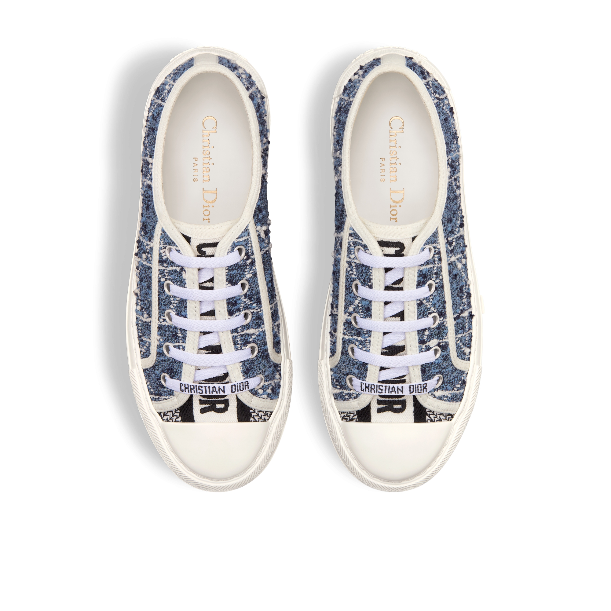 Walk'n'Dior Platform Sneaker Denim Blue Cannage Tweed | DIOR