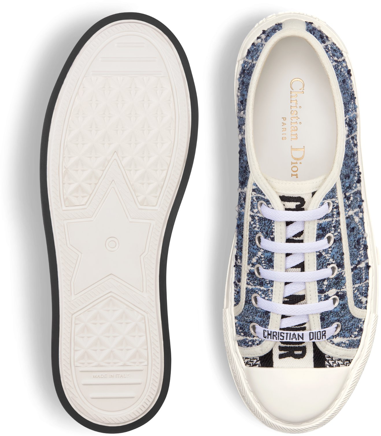 Walk'n'Dior Platform Sneaker Denim Blue Cannage Tweed | DIOR