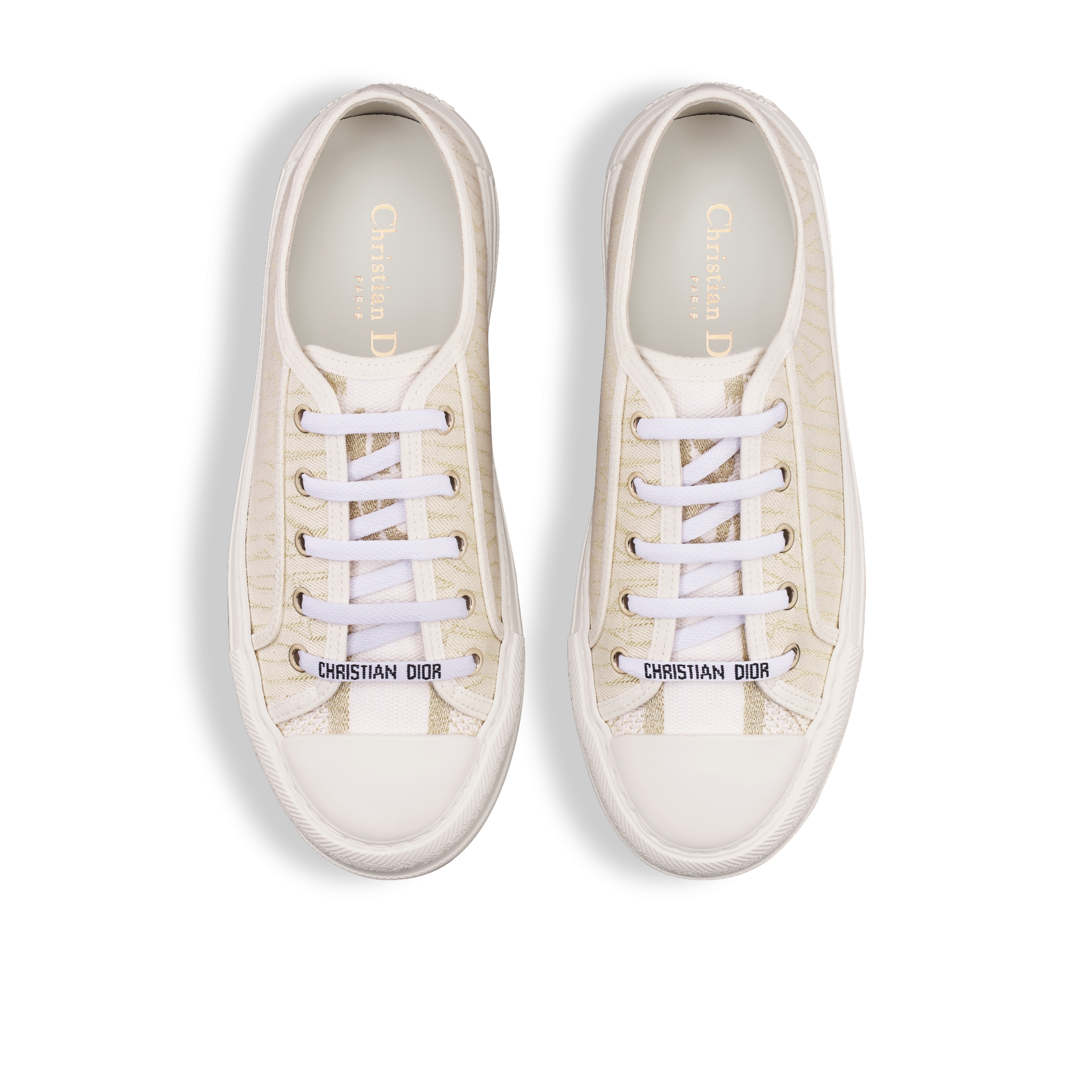 Dior Or Walk'n'Dior Platform Sneaker White Cotton Canvas with Gold-Tone ...