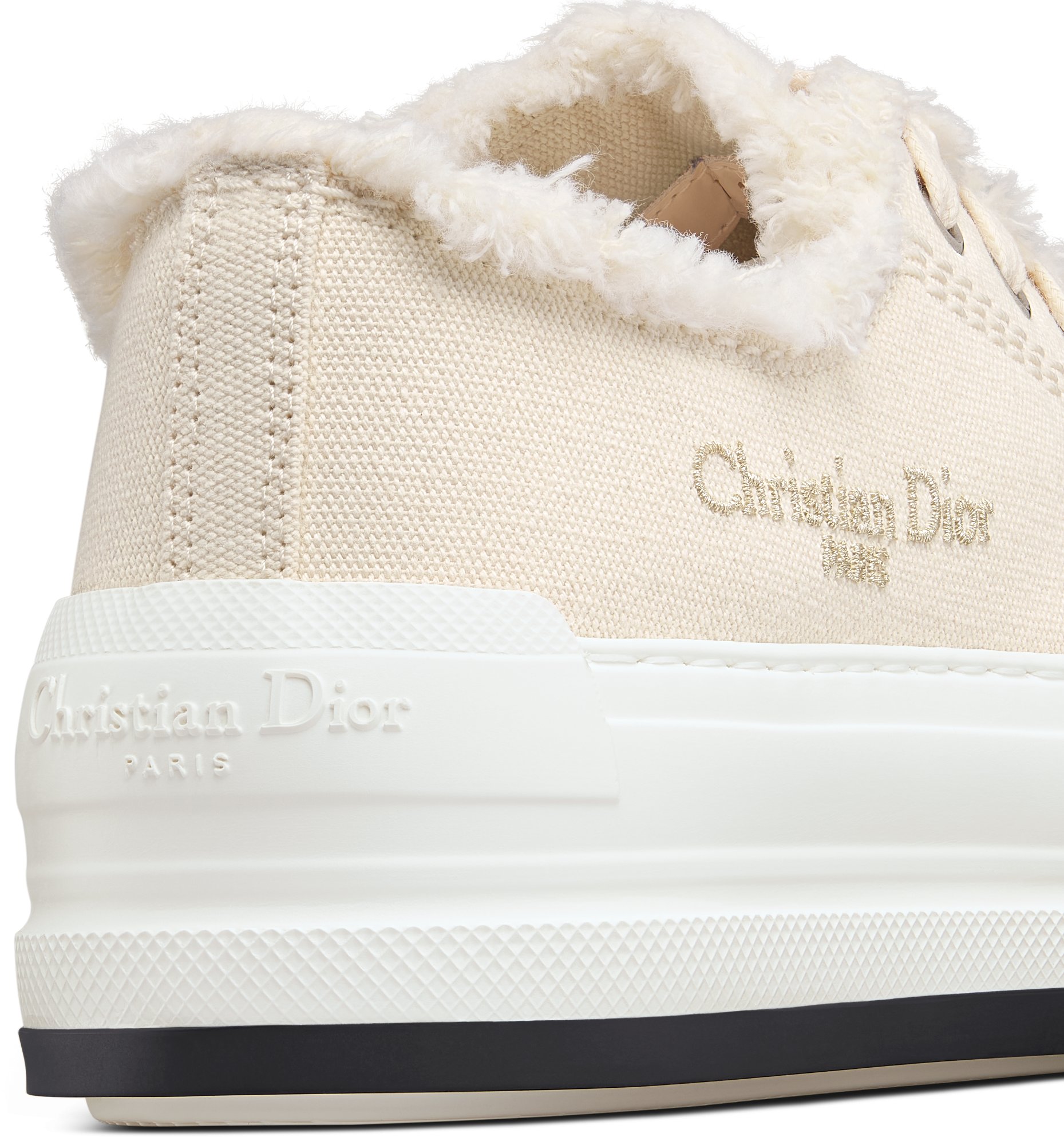 Walk'n'Dior Platform Sneaker Ecru Fringed and Embroidered Cotton Canvas ...