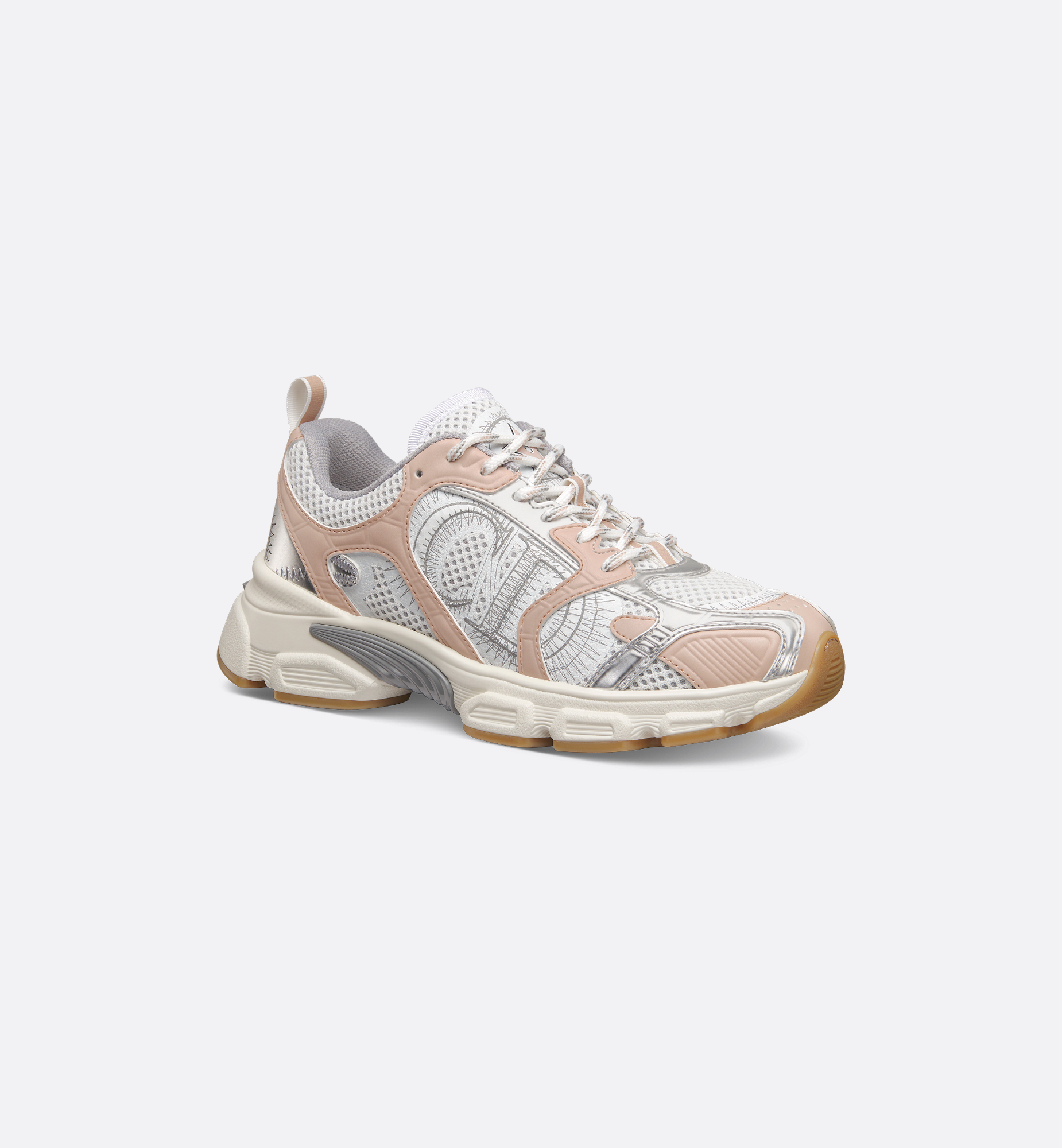 Dior Chrono Sneaker White Mesh with Nude and Silver-Tone Dior Chrono Sneaker White Mesh with Nude and Silver-Tone