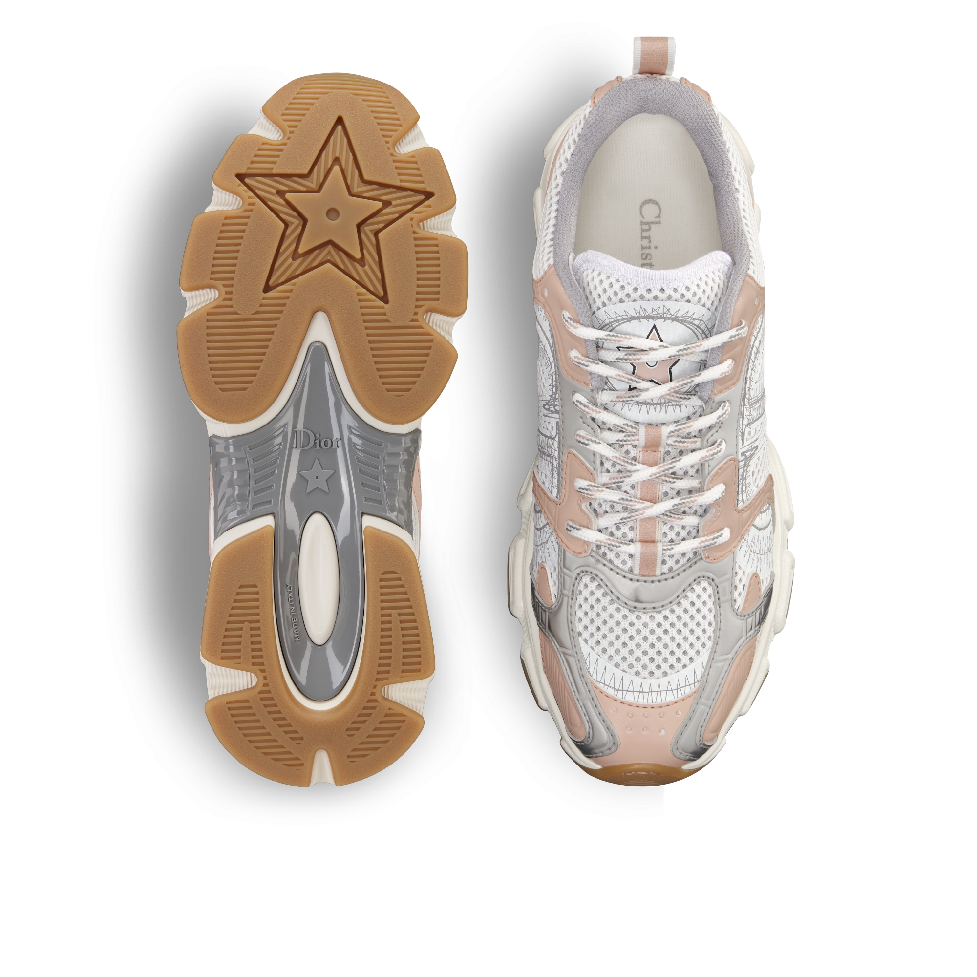 Sneaker Dior Chrono Mesh bianco con inserti effetto pelle laminata ...