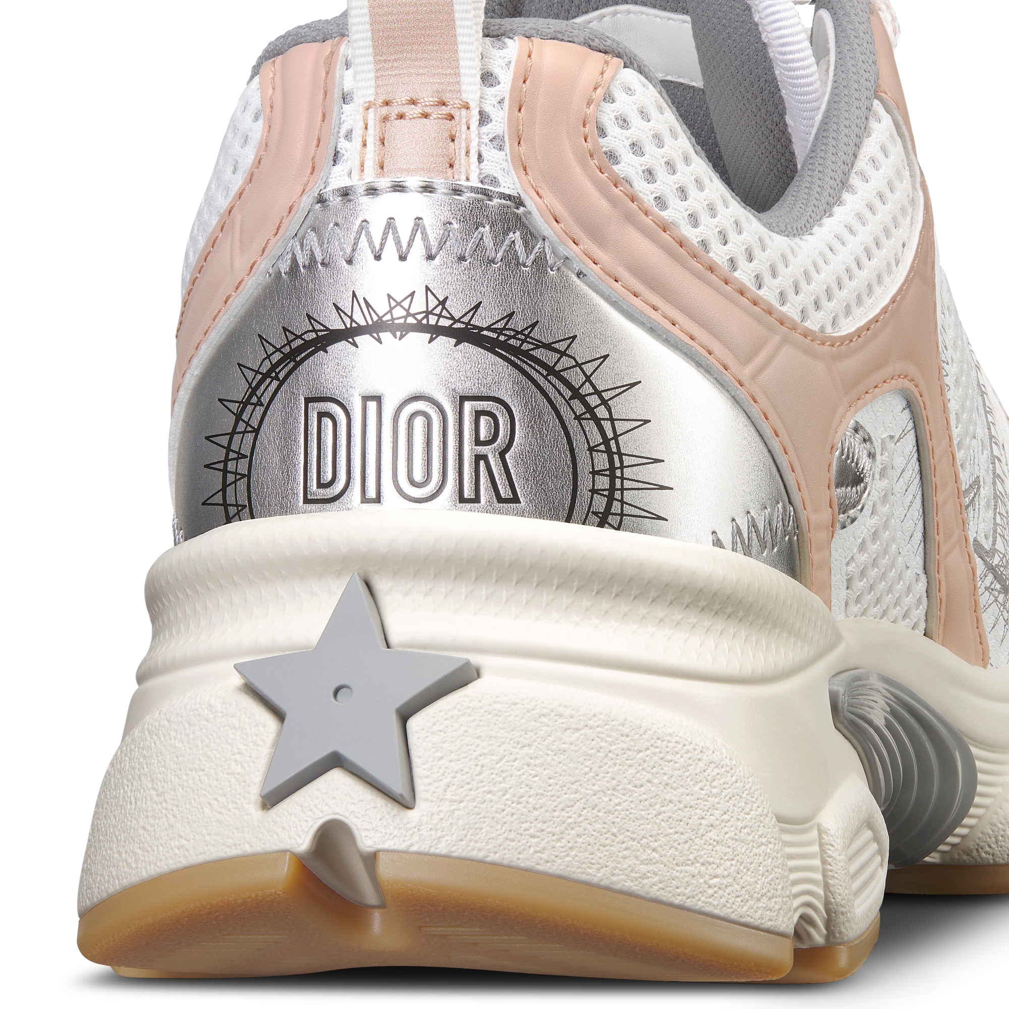 Dior Chrono Sneaker White Mesh with Nude and Silver-Tone Laminated ...