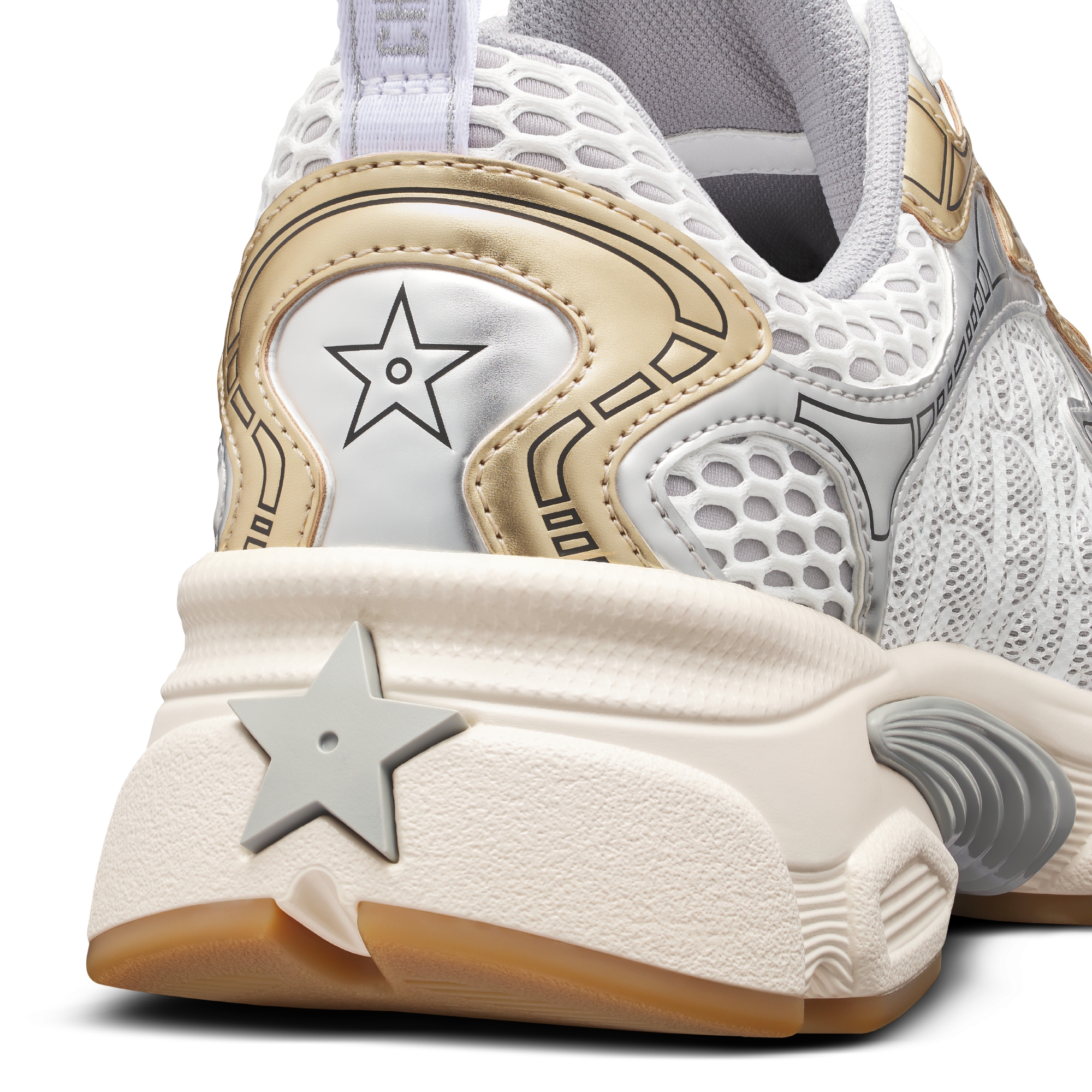 Dior Vibe Sneaker White Mesh Printed with Dior Oblique Motif and Gold ...