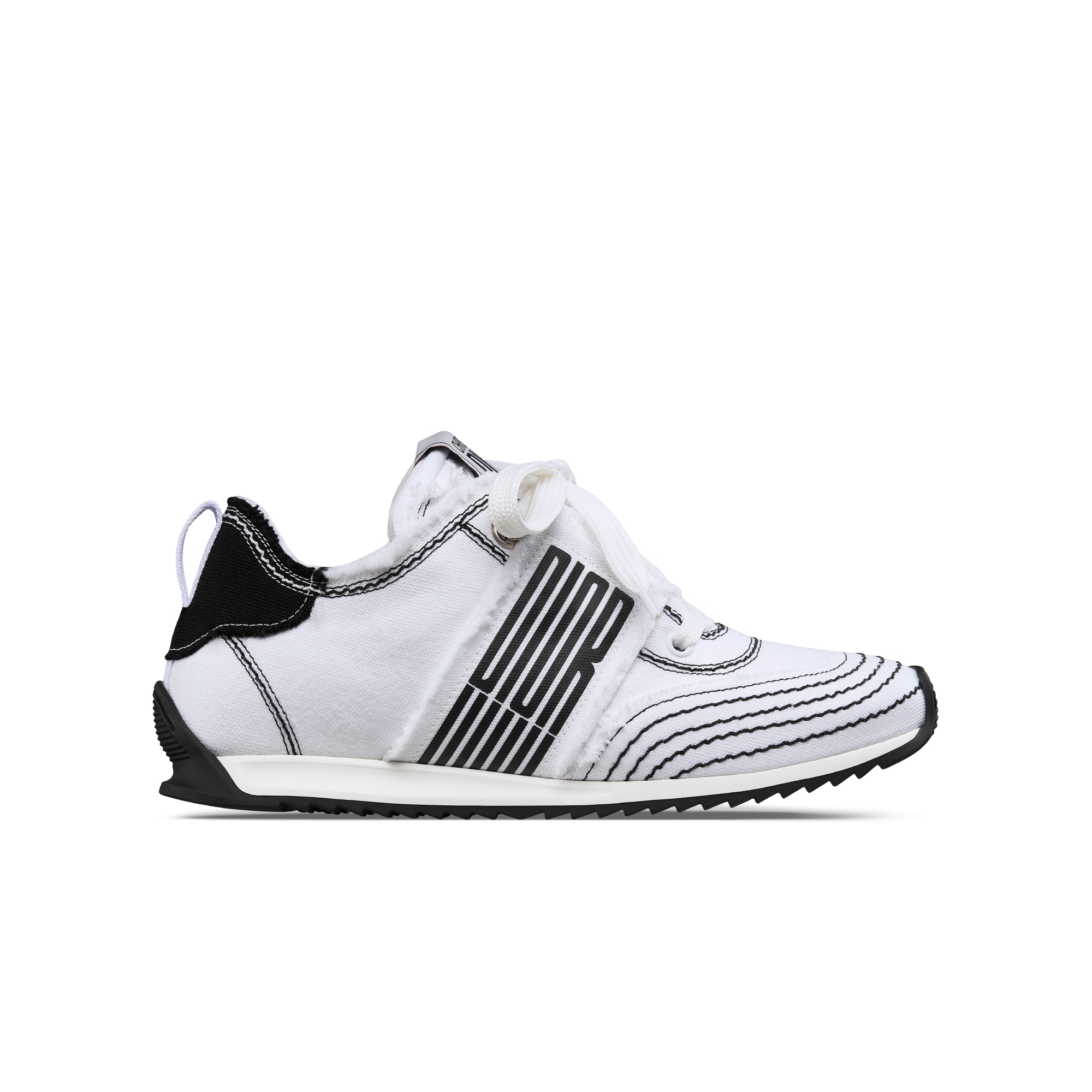 Optical-D Sneaker White Fringed Cotton Canvas with White and Black Dior ...