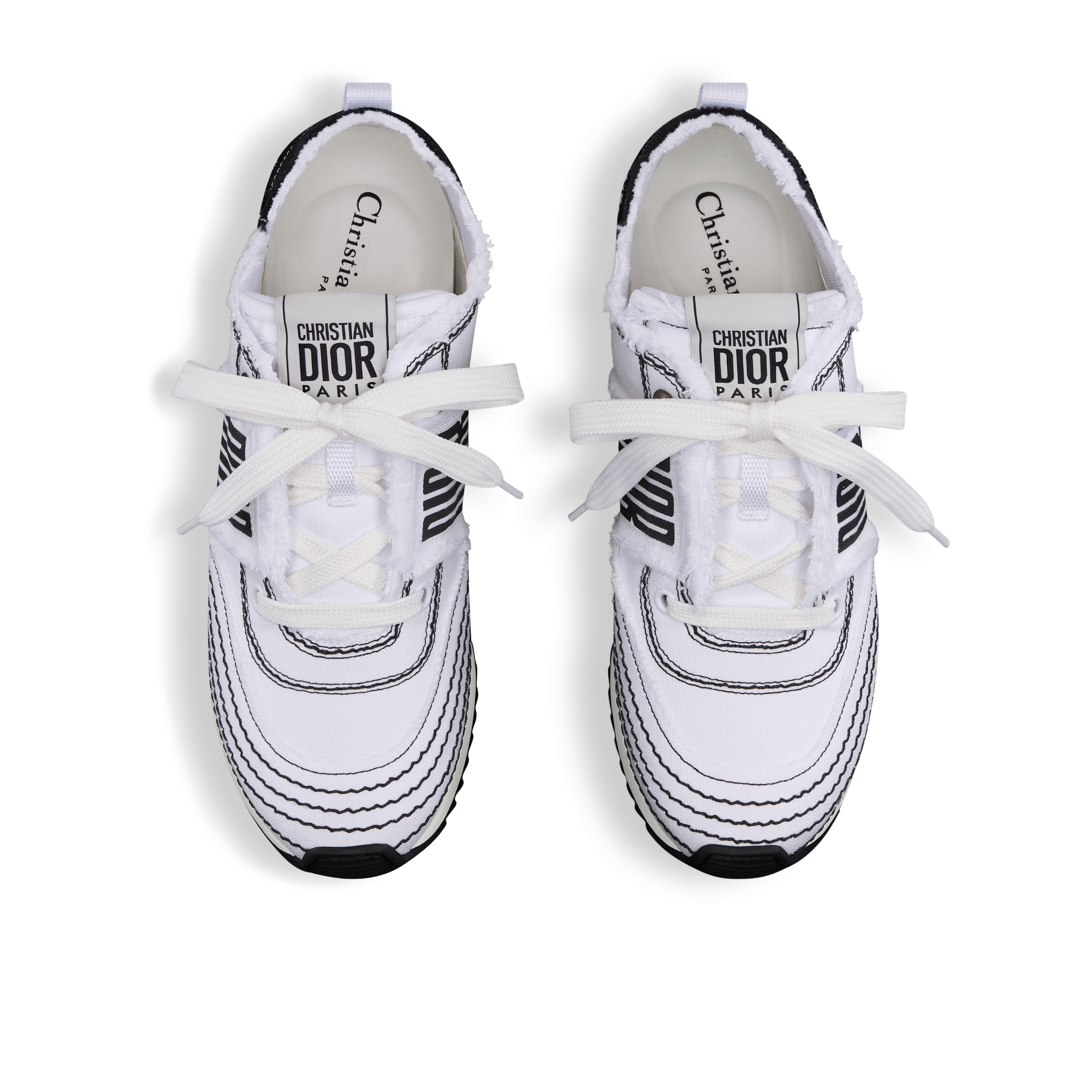 Optical-D Sneaker White Fringed Cotton Canvas with White and Black Dior ...