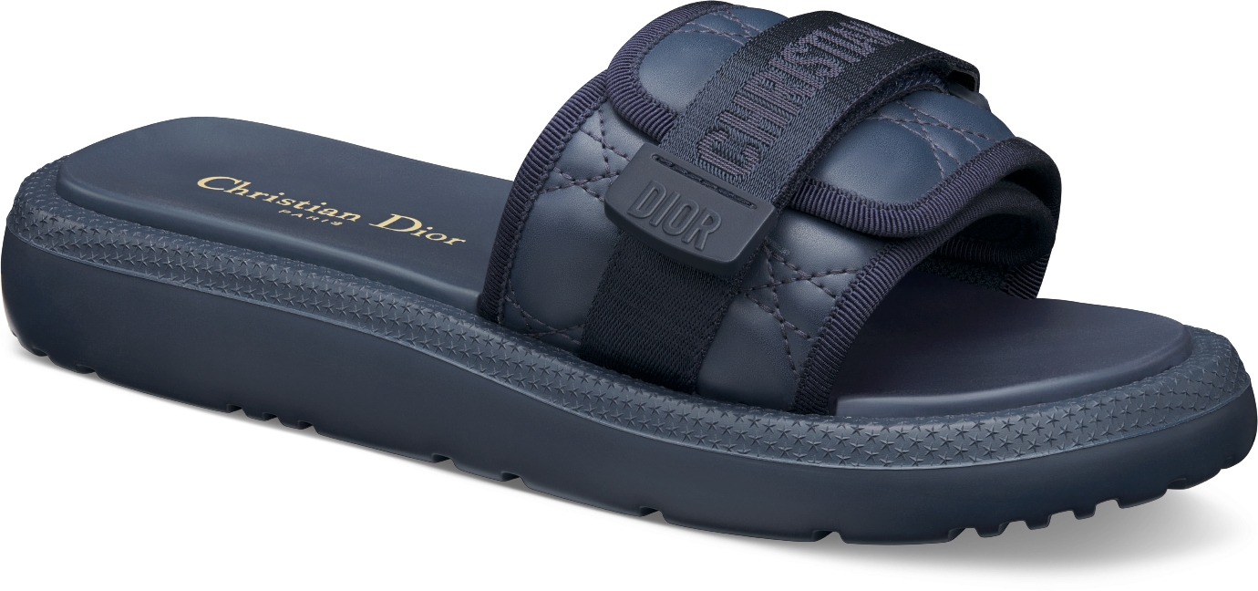 Dioriviera Dio(r)evolution Slide Deep Blue Quilted Cannage Leather ...