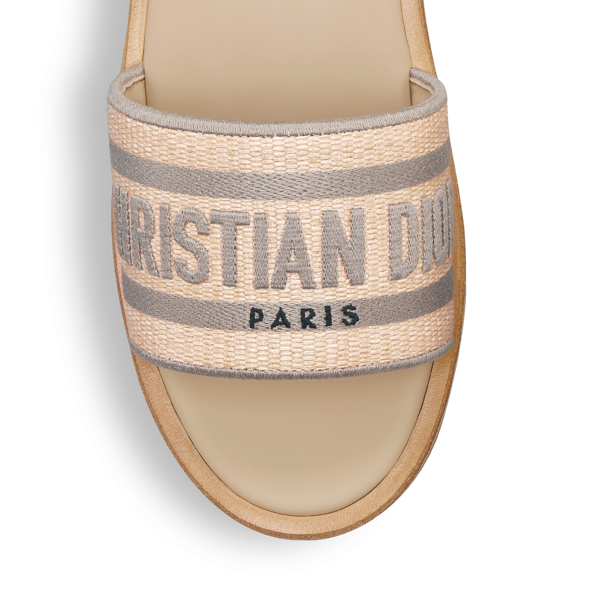 Dioriviera Dway Platform Slide Natural Raffia and Beige Embroidered ...