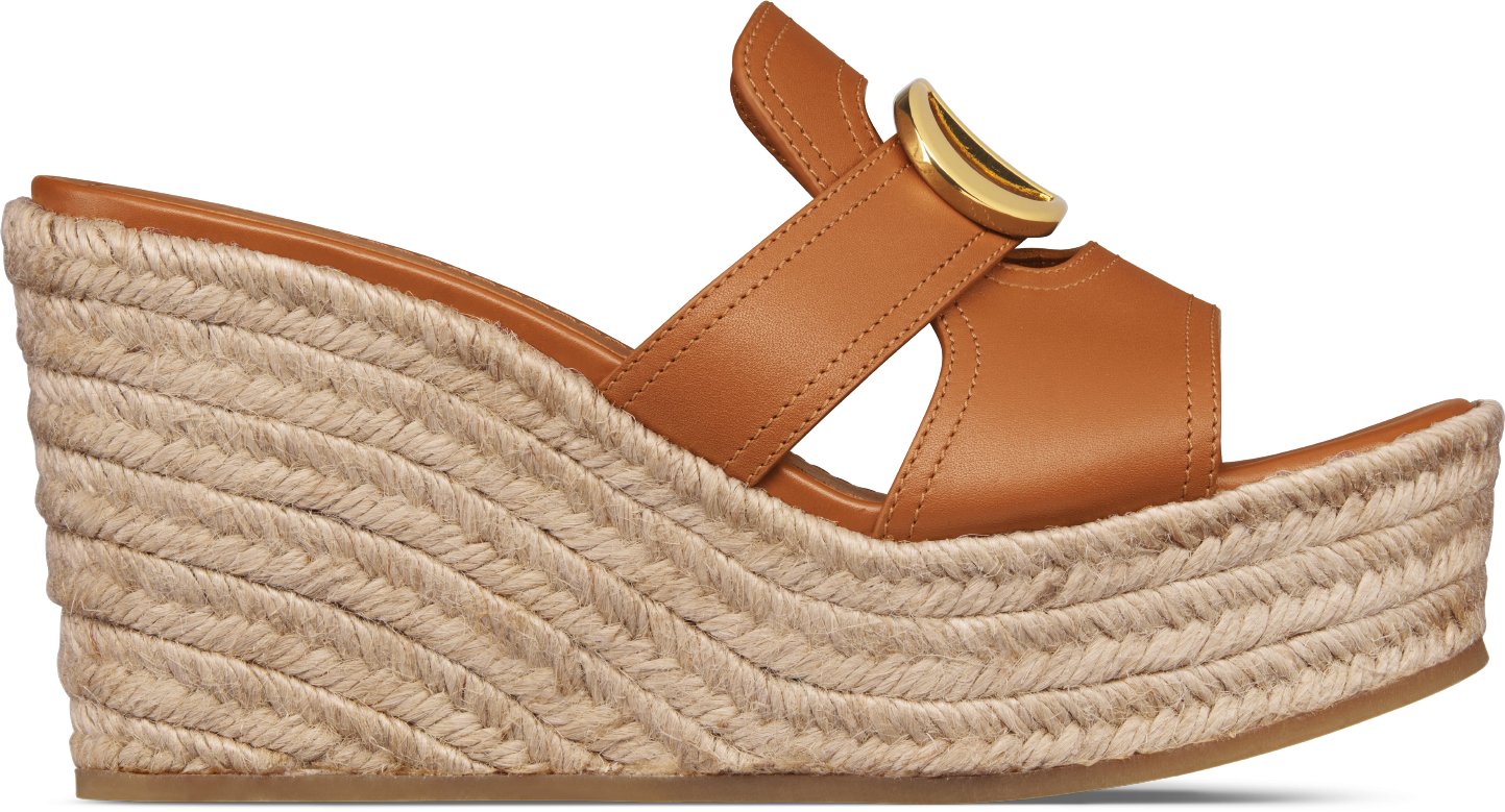 30 Montaigne Wedge Slide Camel Calfskin | DIOR