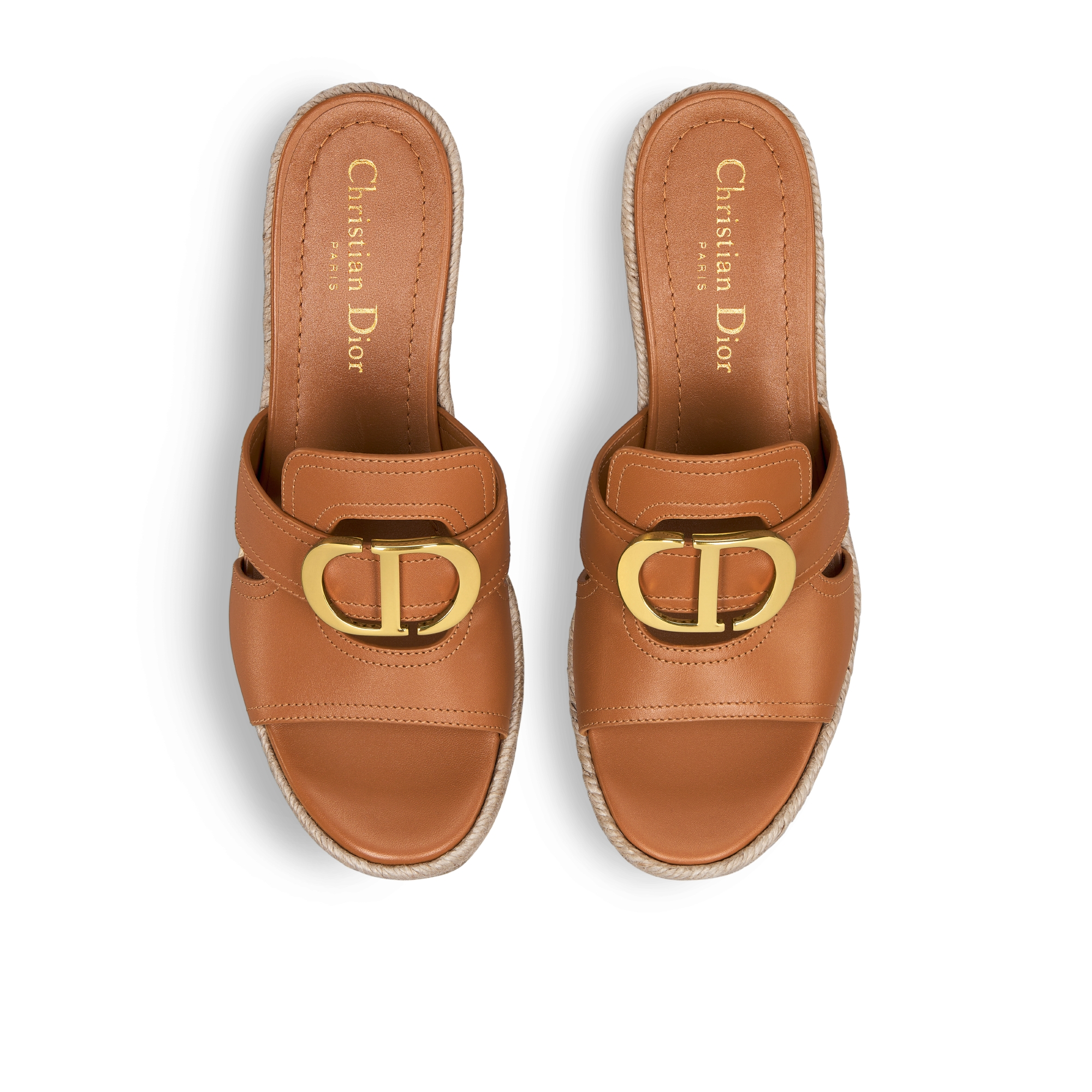 Mule à talon compensé 30 Montaigne Cuir de veau camel | DIOR