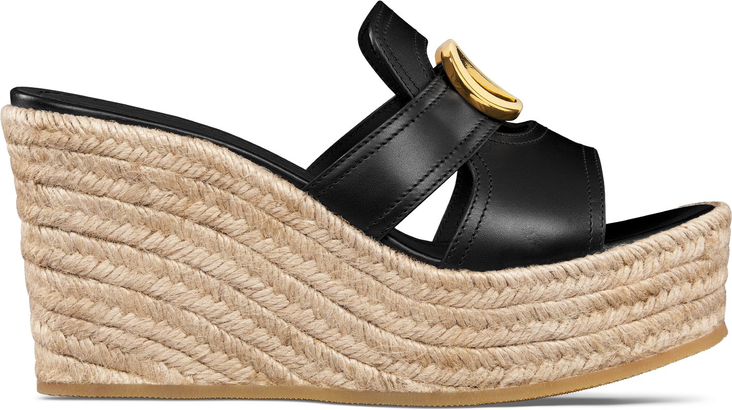 30 Montaigne Wedge Slide Black Calfskin | DIOR