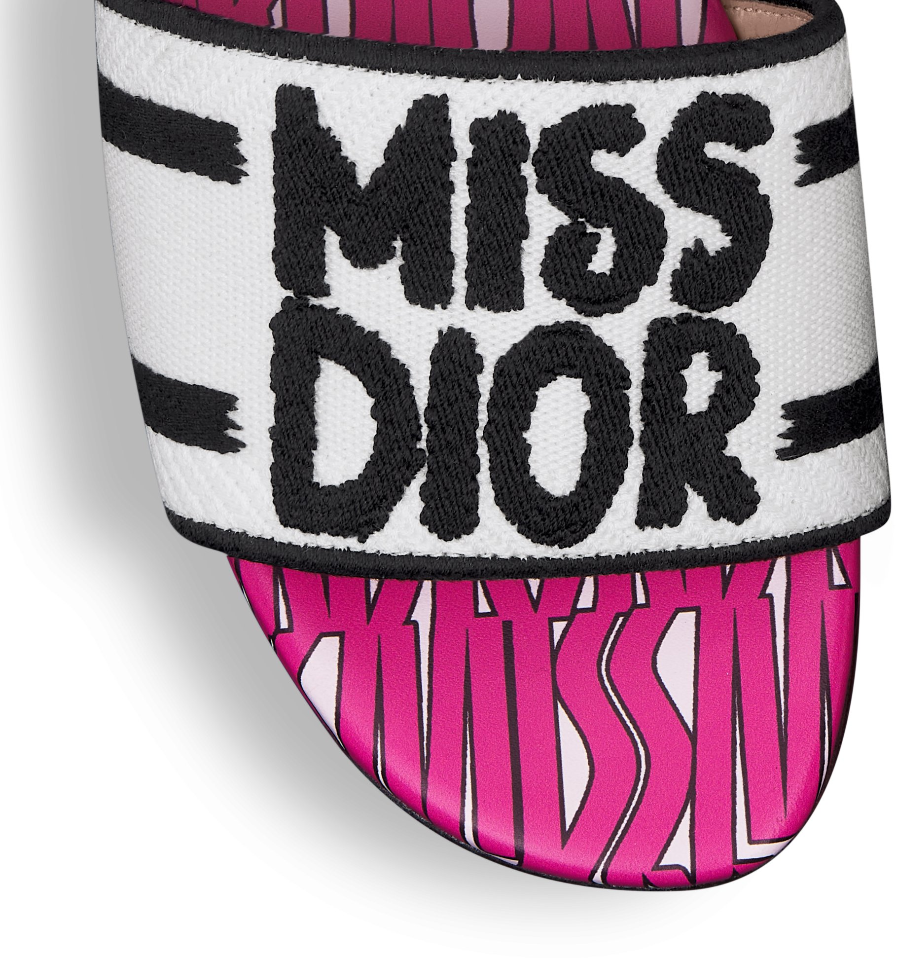 Sandalo Dway Cotone ricamato con motivo Miss Dior Allover fucsia | DIOR