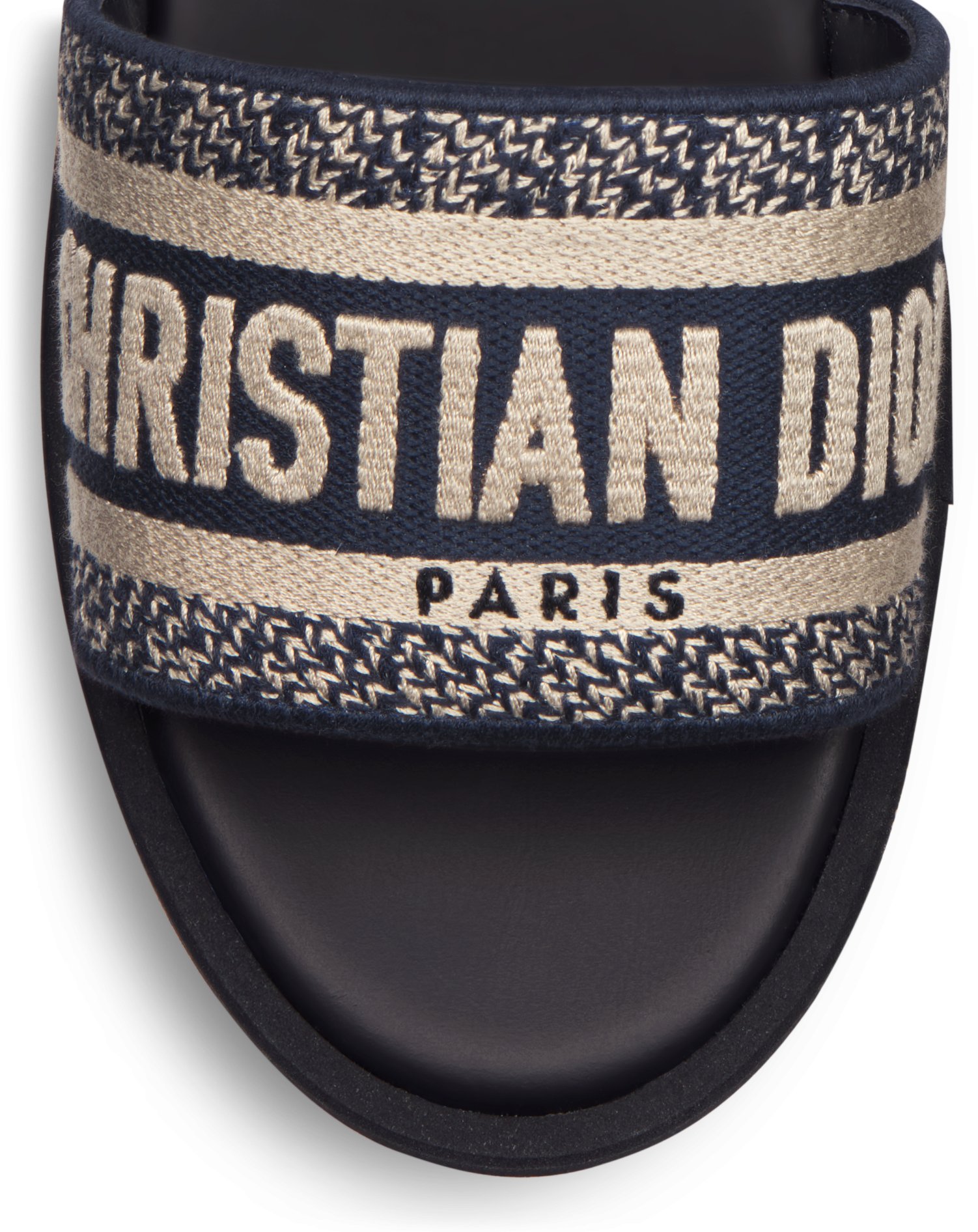Dway Platform Slide Deep Blue Embroidered Cotton | DIOR