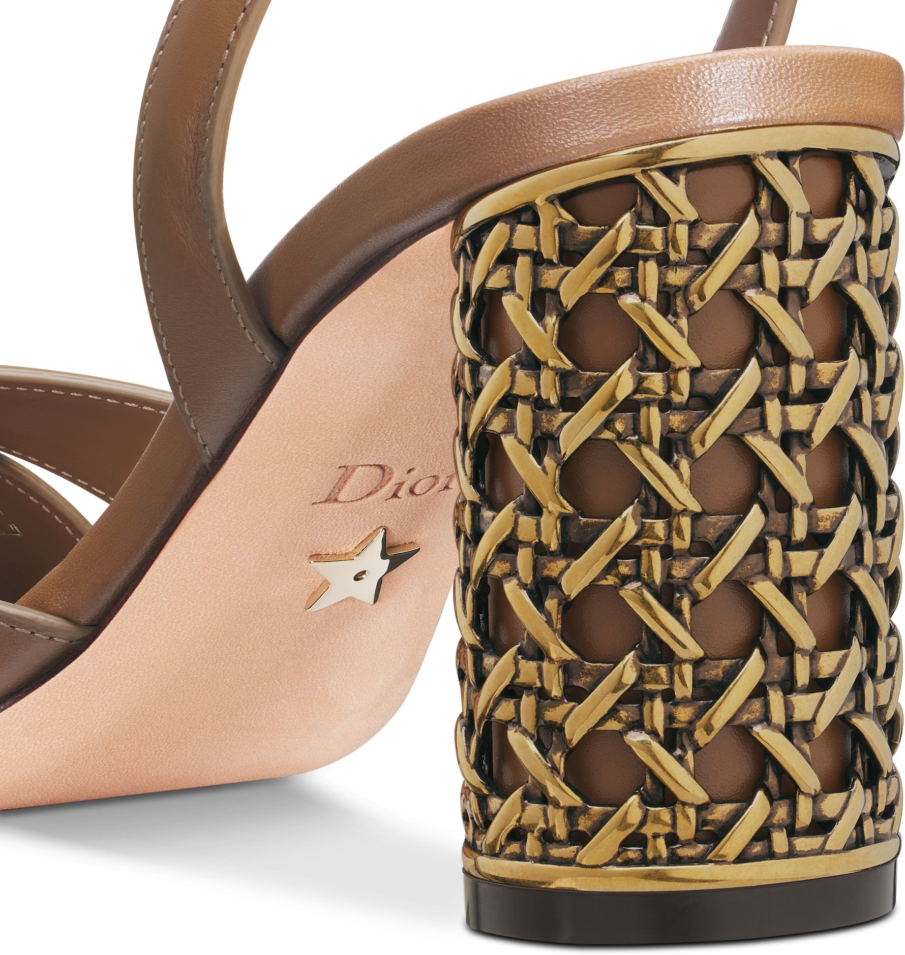 Dior Icon Heeled Sandal Camel Calfskin | DIOR