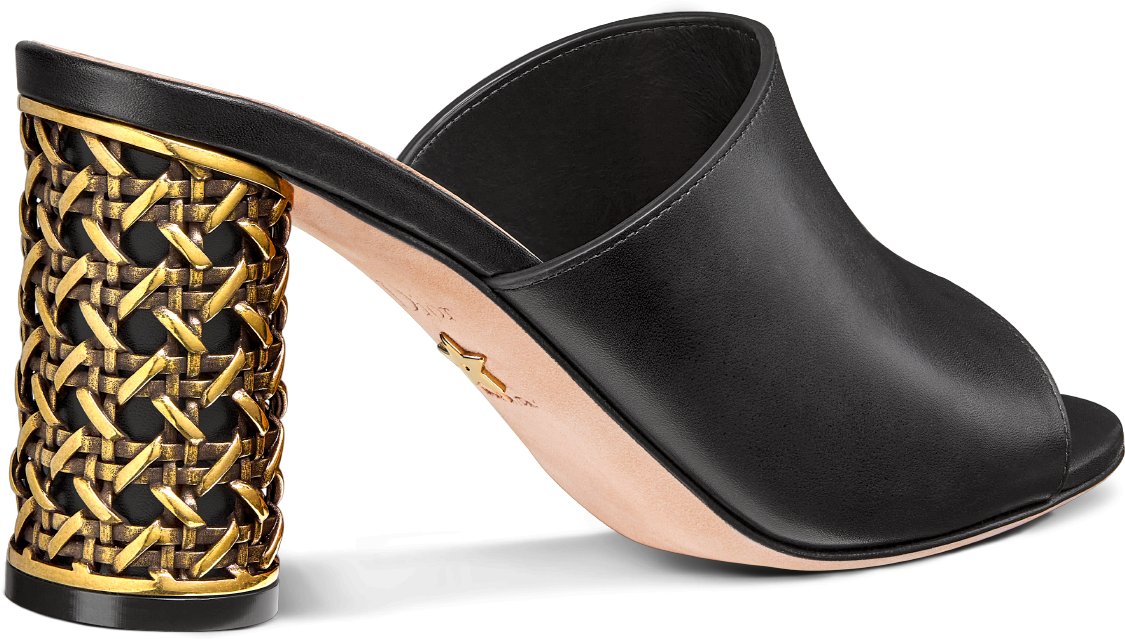 Dior Icon Heeled Slide Black Calfskin | DIOR