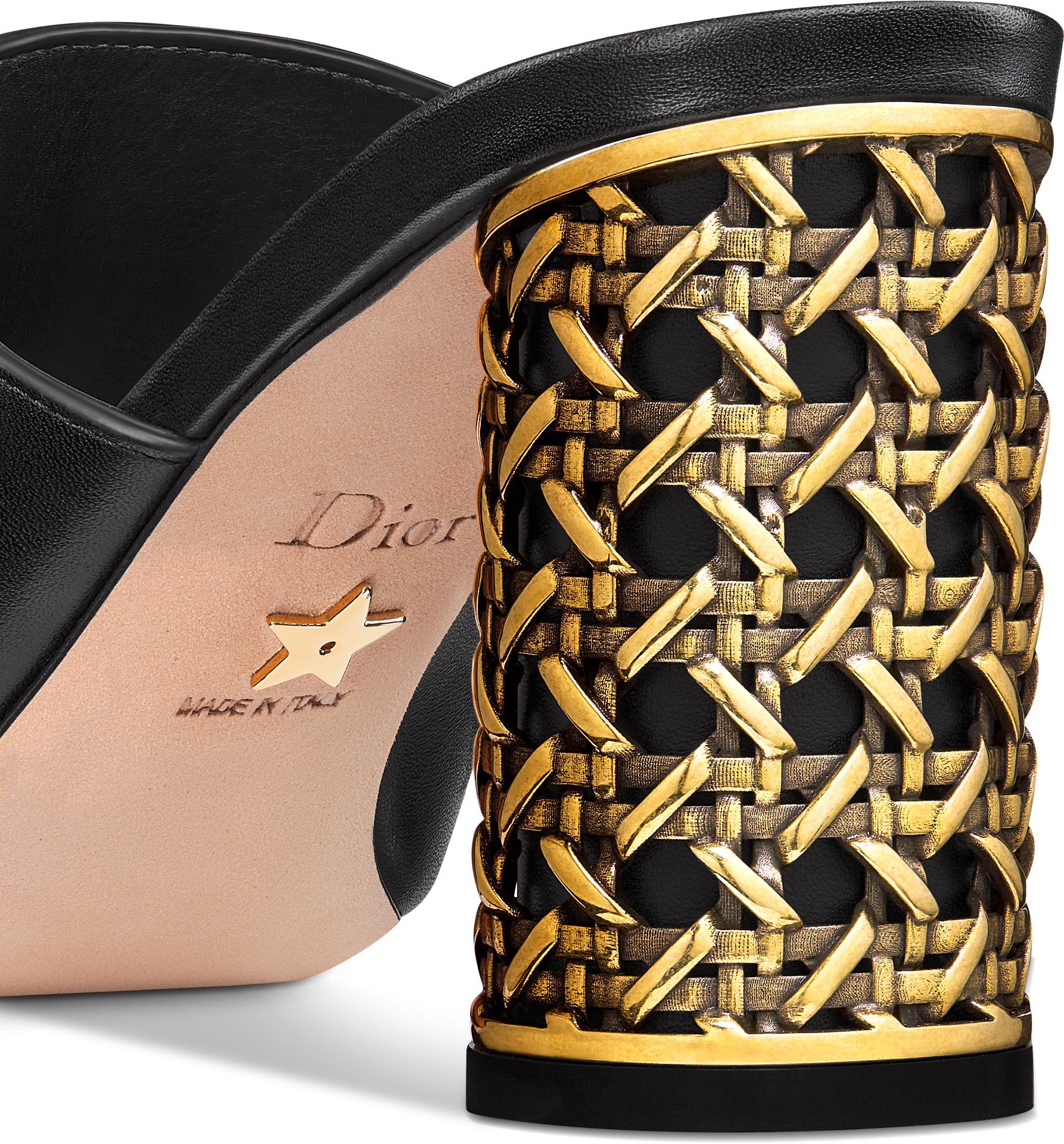 Dior Icon-muiltje met hak Zwart kalfsleer | DIOR