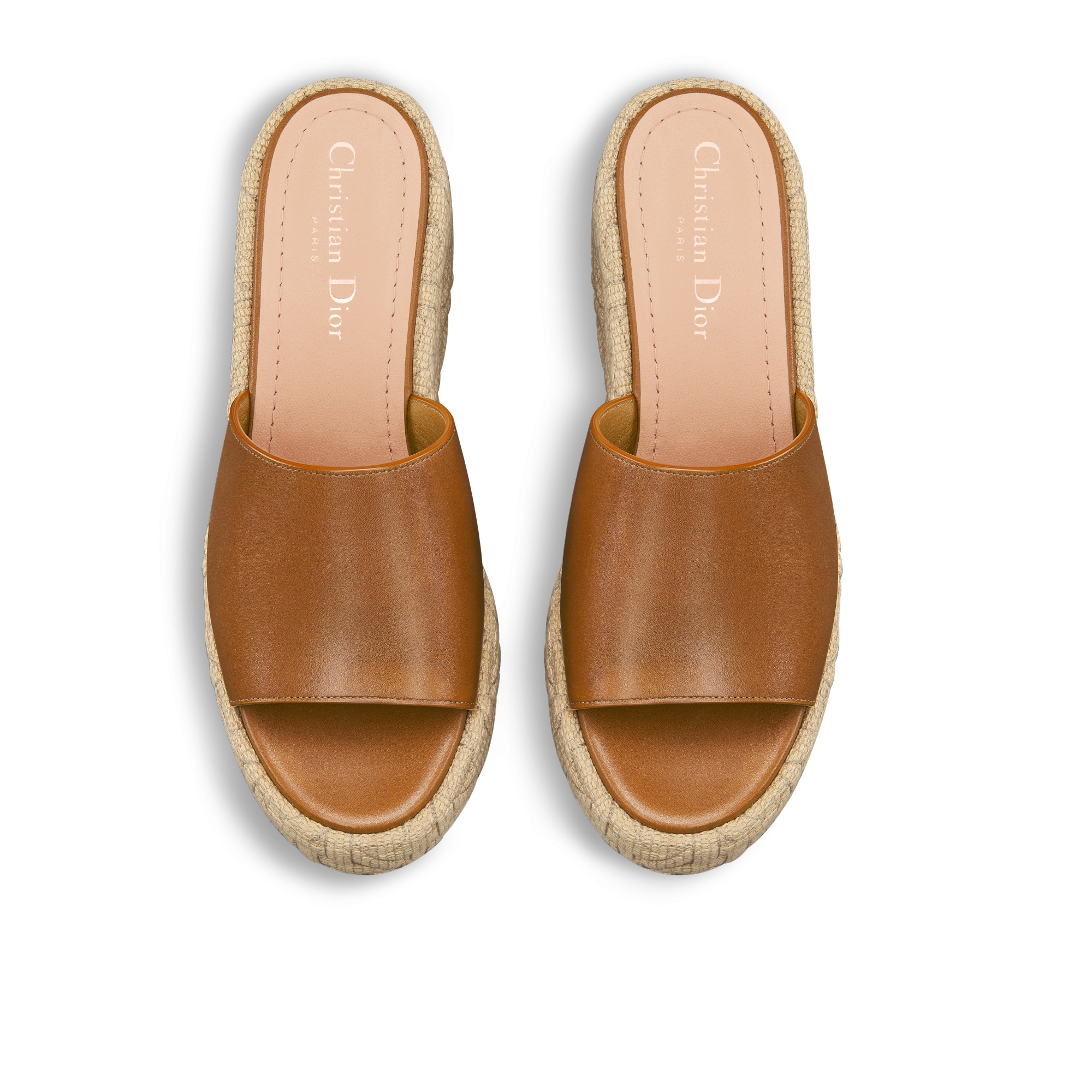 Attitude Dior Wedge Slide Camel Calfskin | DIOR