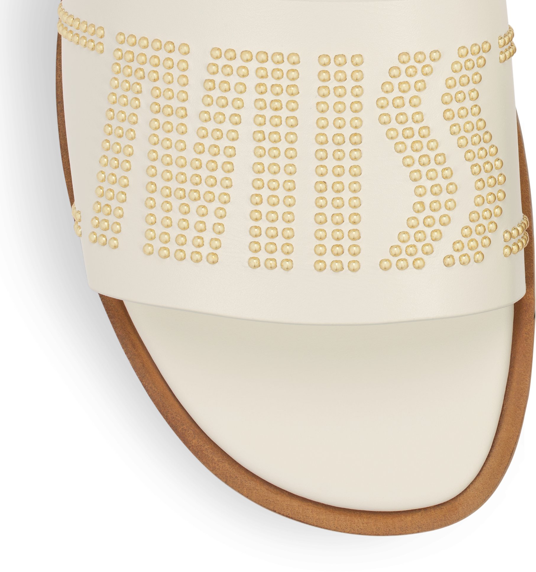 Dway Slide White Calfskin and Gold-Finish Studs | DIOR