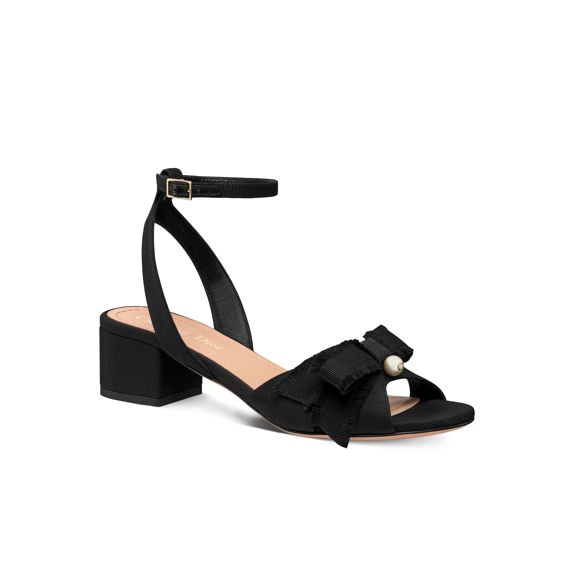 Sandale à talon Adiorable Gros-grain effrangé noir | DIOR