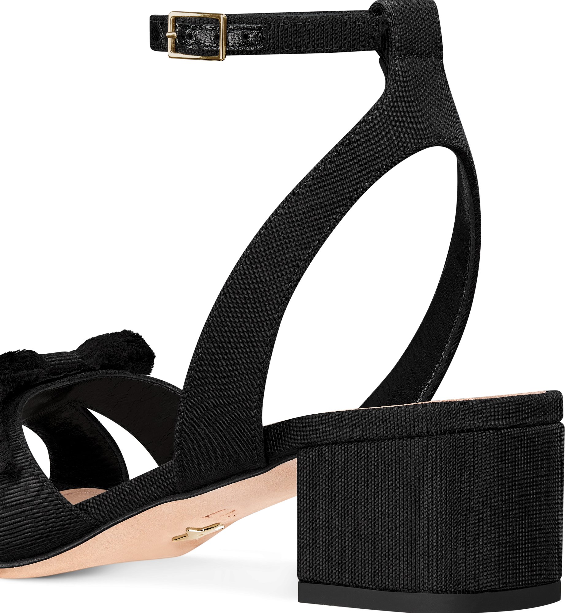 Adiorable Heeled Sandal Black Fringed Grosgrain | DIOR