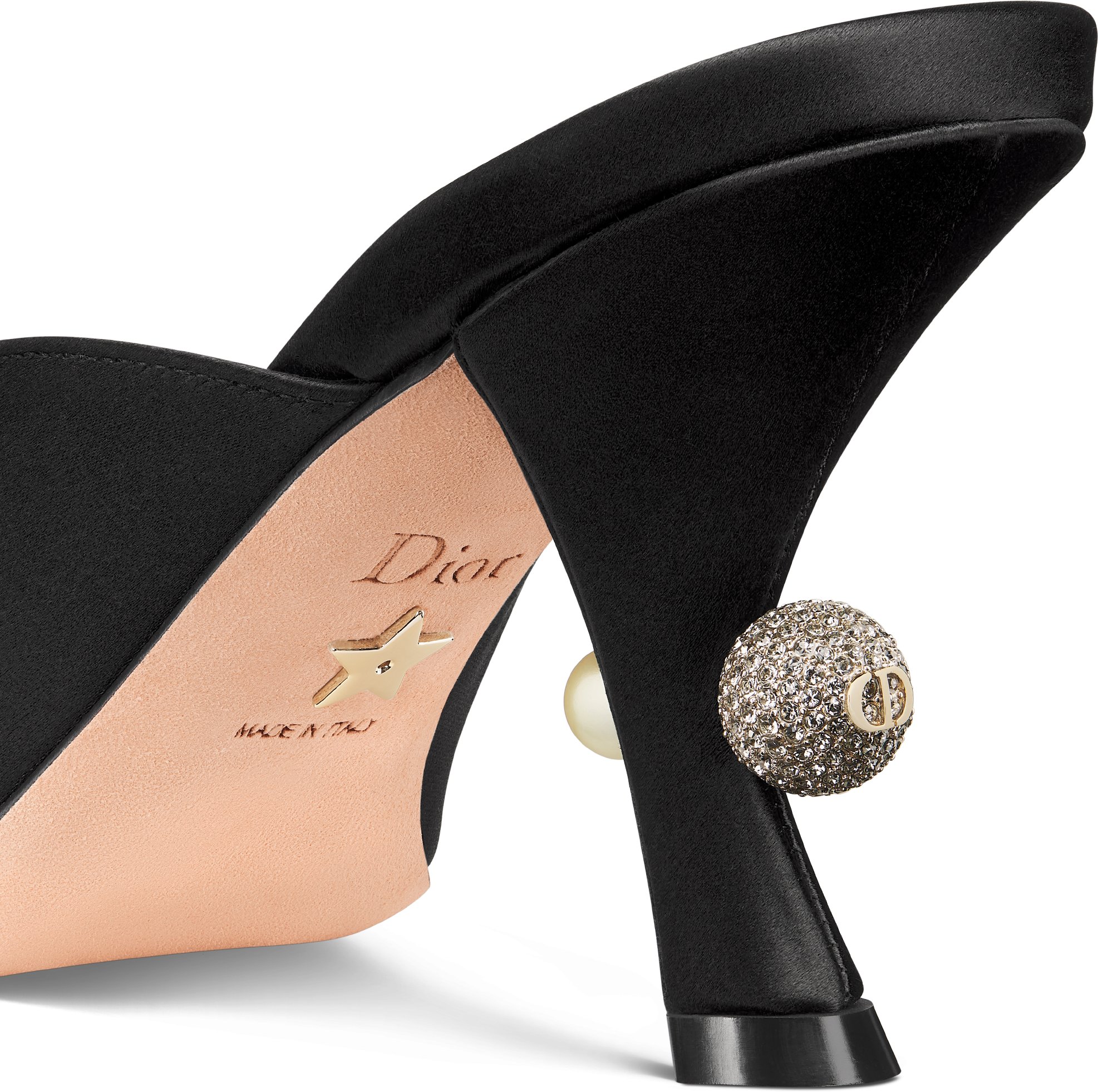 Mule à talon Dior Tribales Satin noir | DIOR