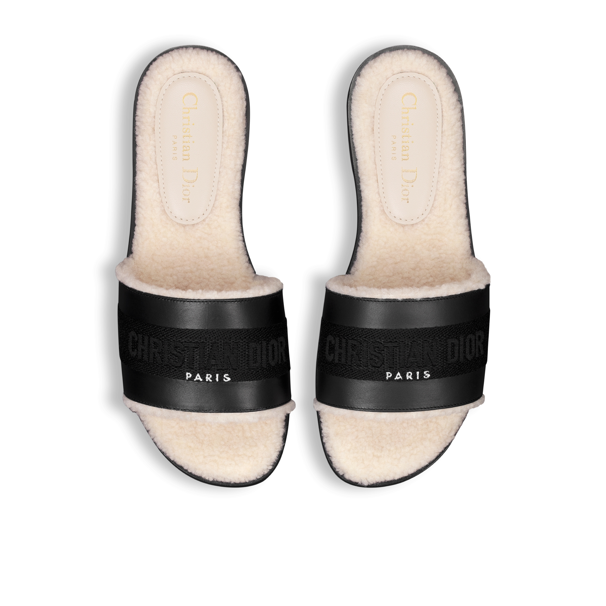 Sandalo Dway Pelle di vitello e cotone ricamato neri | DIOR