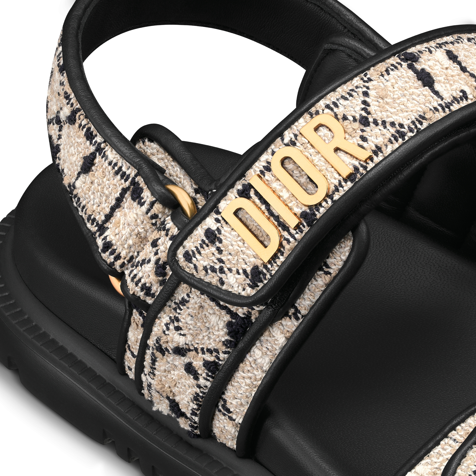 Sandalo Dioract Tweed Cannage beige e nero | DIOR