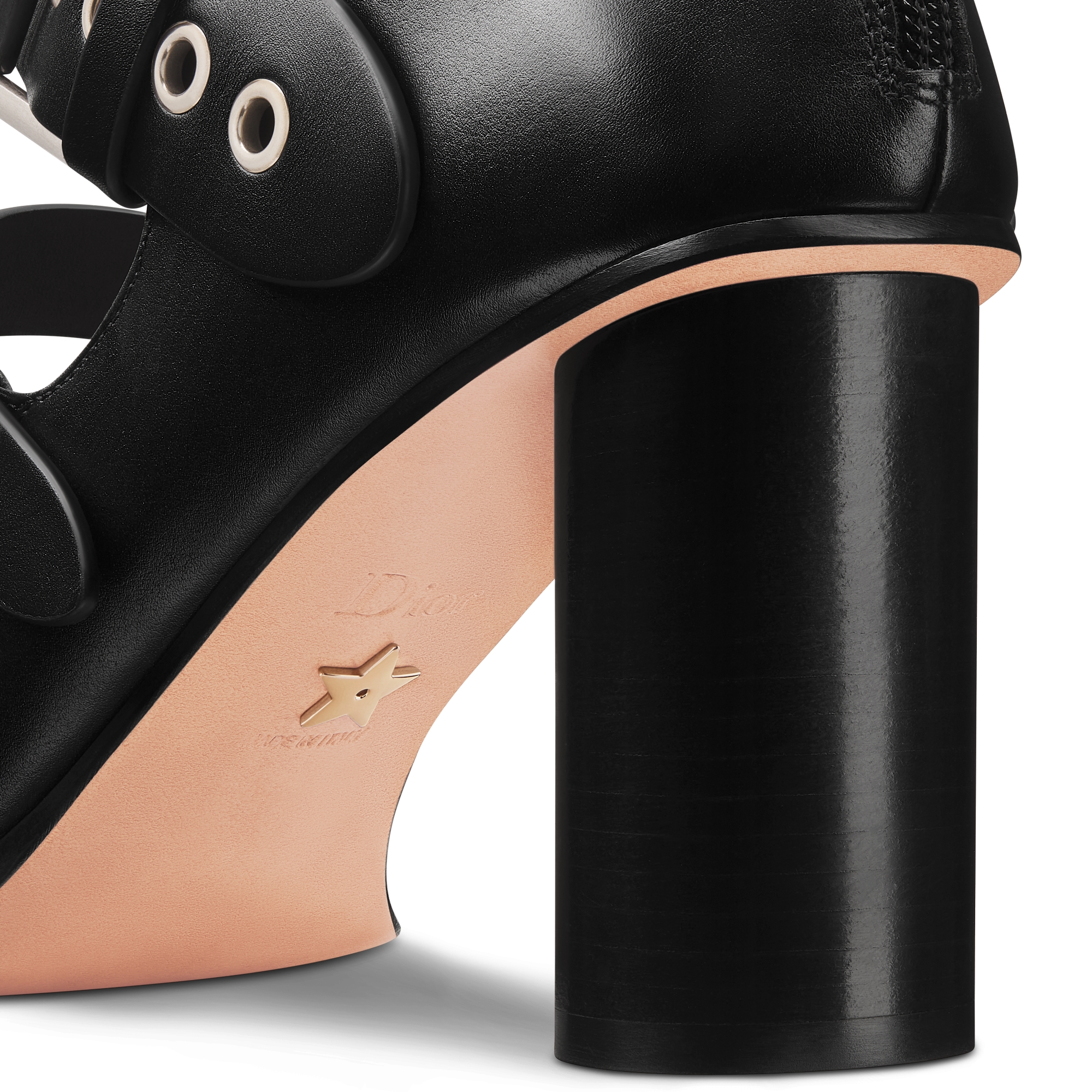 Dior Punk Heeled Sandal Black Supple Calfskin | DIOR