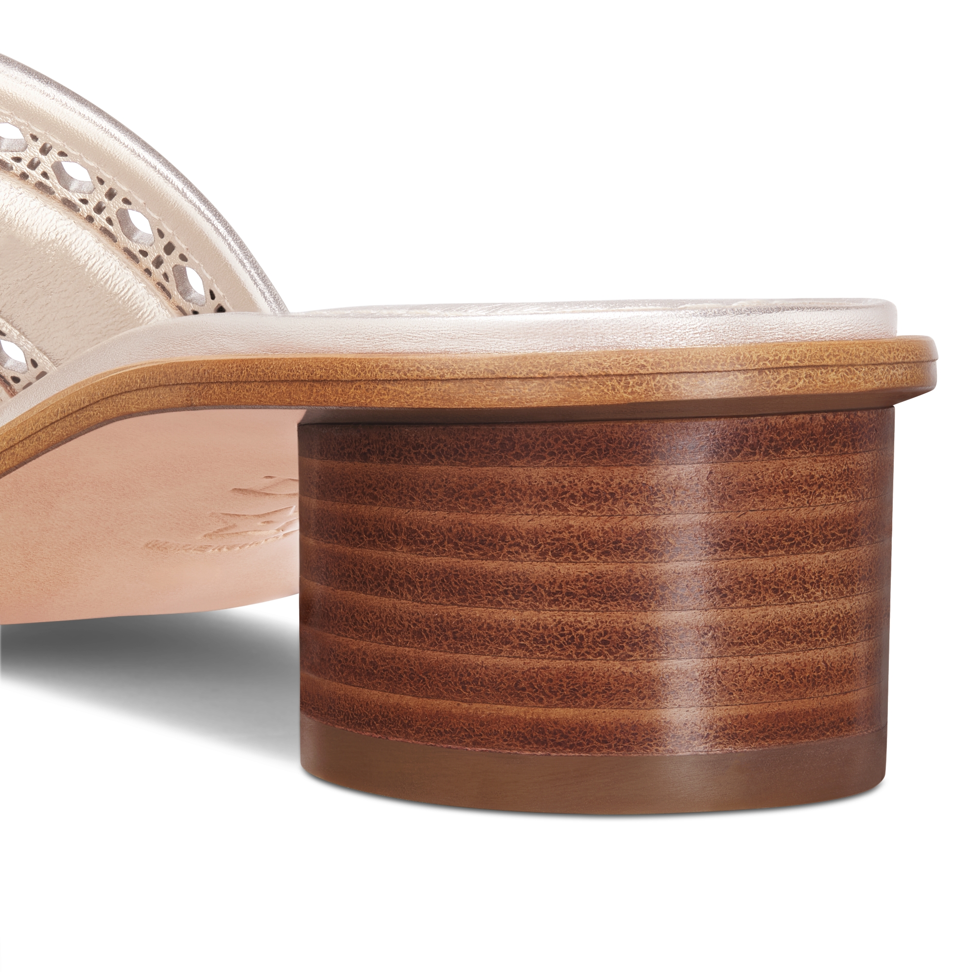 Dior Or D-Lane Heeled Slide Gold-Tone Openwork Microcannage Laminated ...