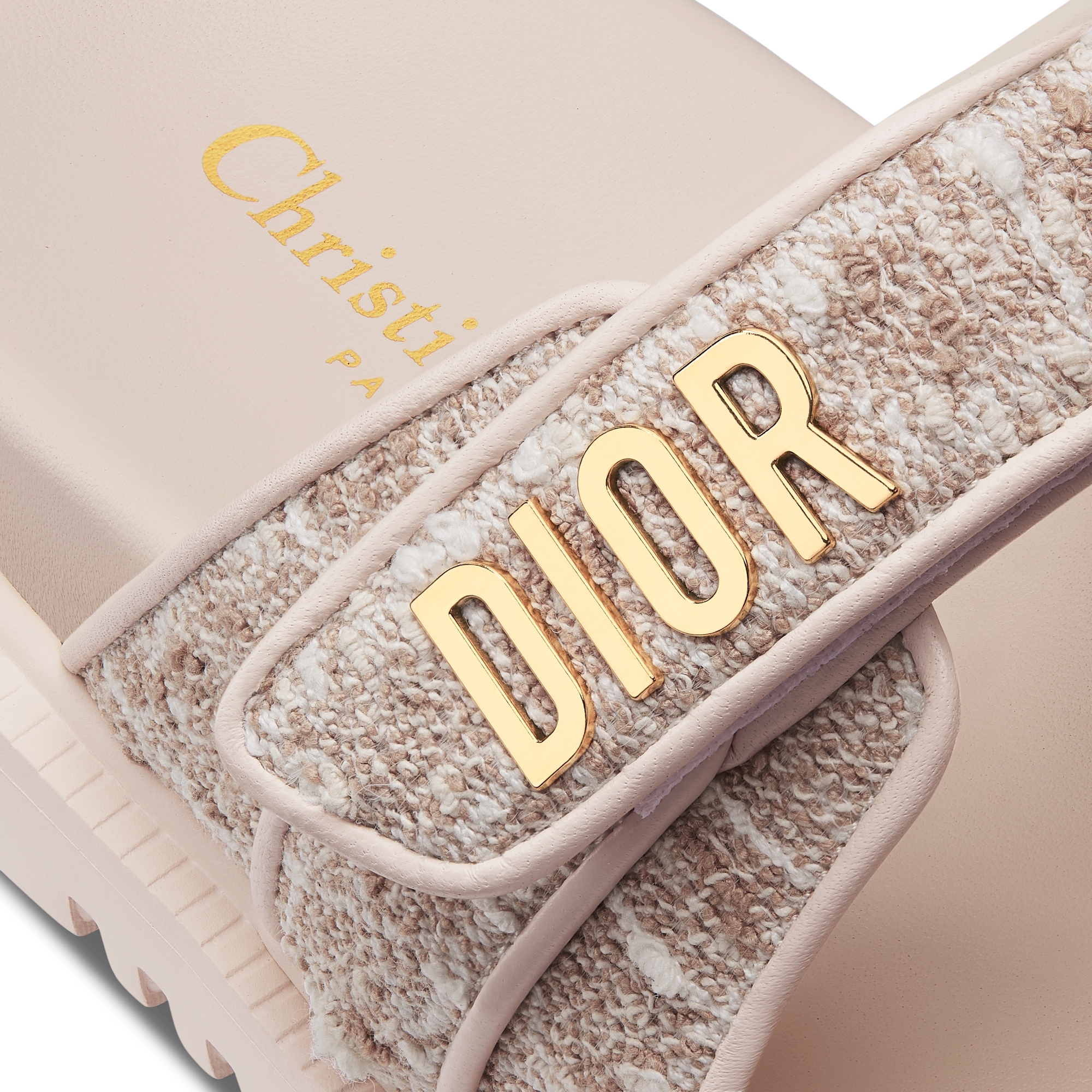 Dioract Slide Beige Cannage Tweed | DIOR