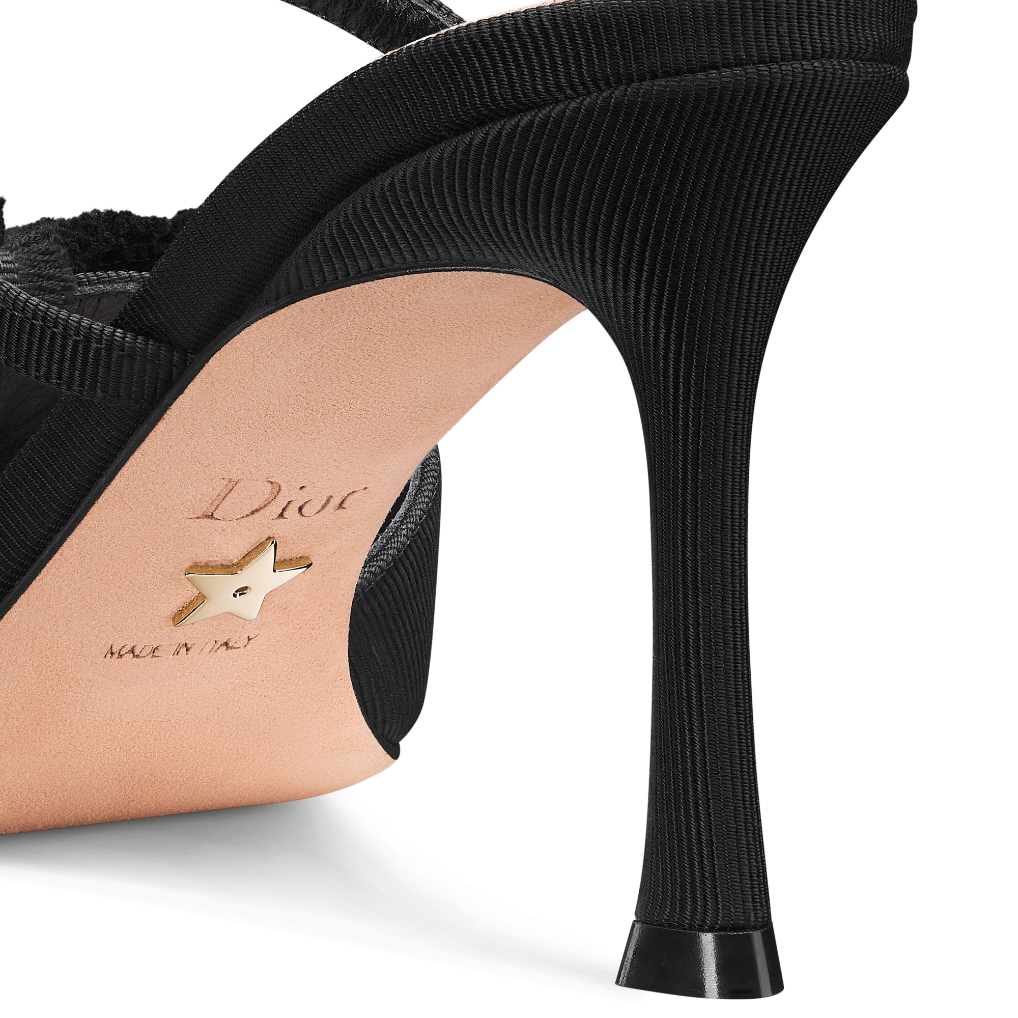 Adiorable Heeled Mule Black Fringed Grosgrain | DIOR