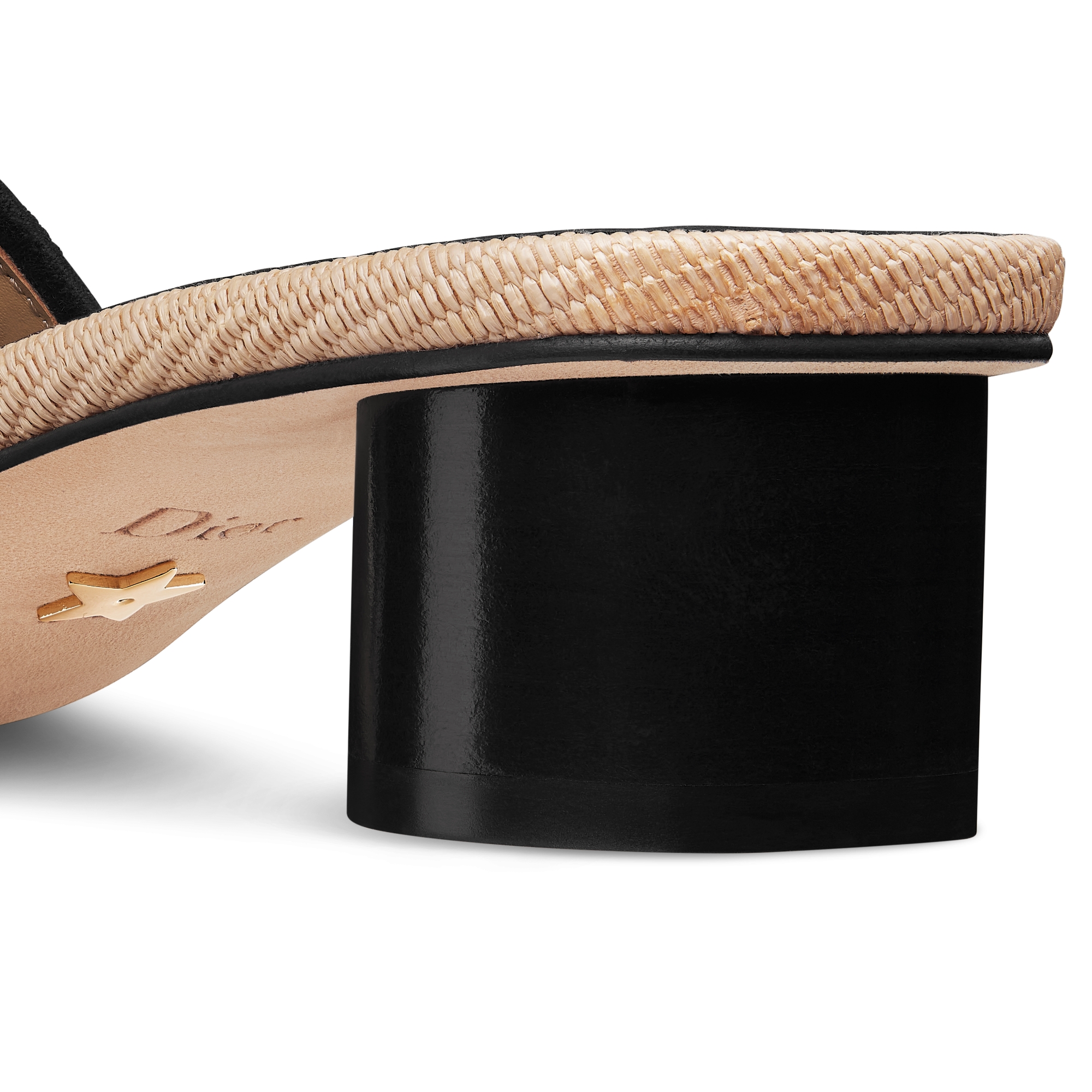 Dway Heeled Slide Natural Raffia Embroidered with Multicolor Toile de ...