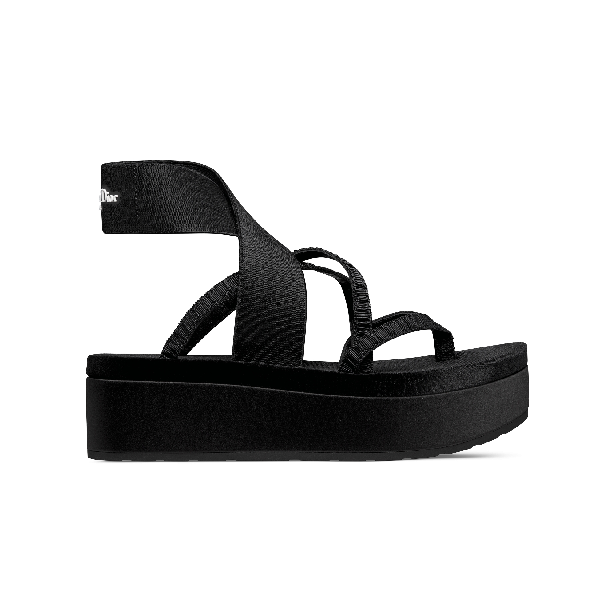 Dior Shade Platform Thong Sandal Black Elastic Straps, Velvet and Satin ...