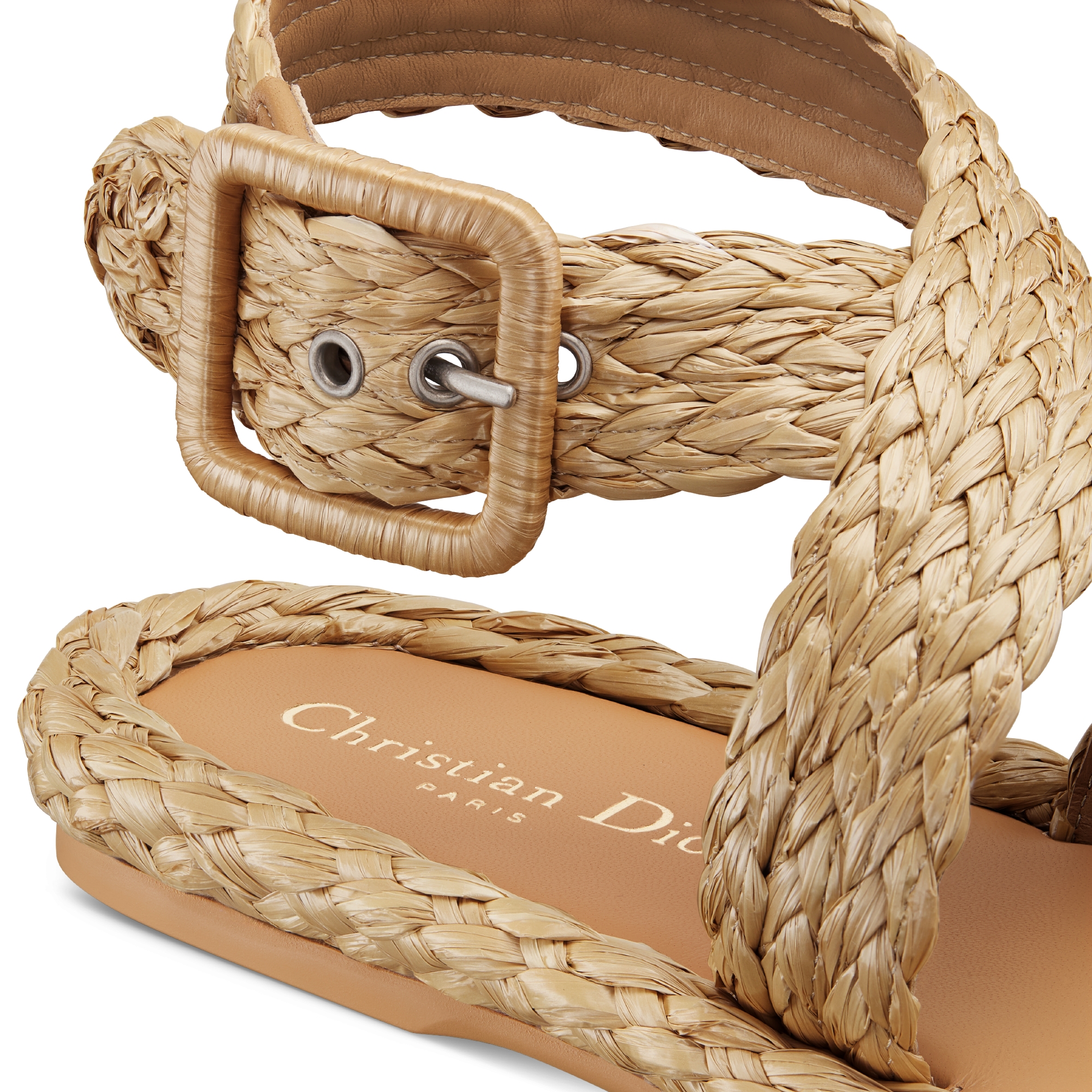 Dioriviera Dior Ocean Thong Sandal Caramel Braided Raffia | DIOR