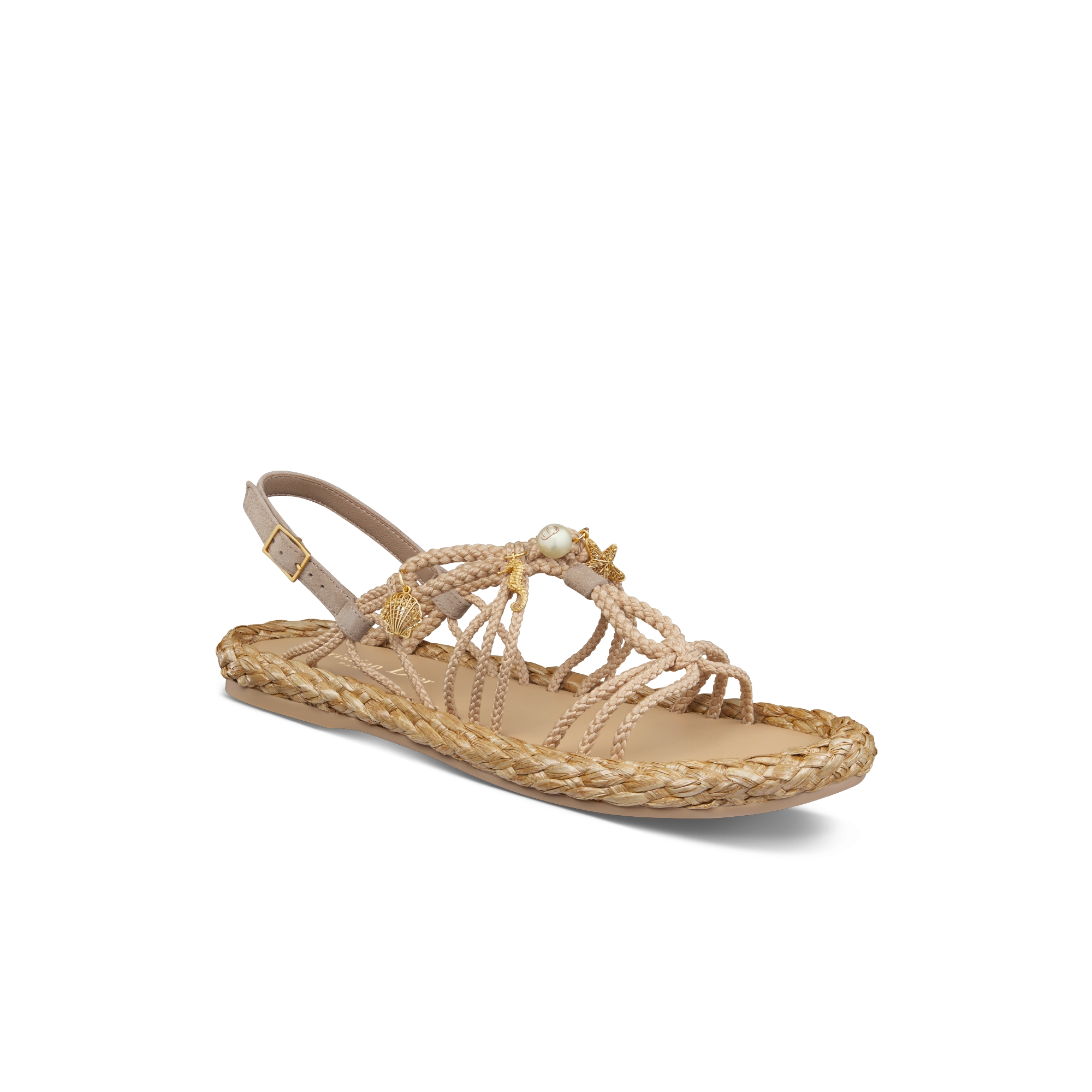 Dioriviera Dior Ocean Sandal Cream Rope and Caramel Braided Raffia | DIOR